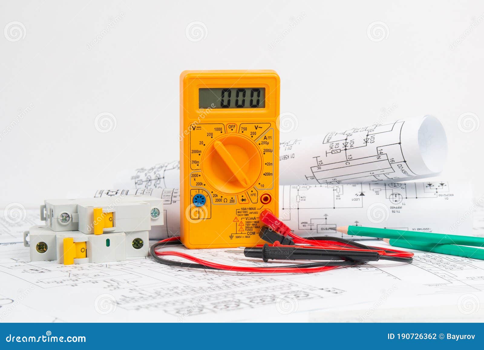 Electrical Engineering Drawings, Circuit Breaker, Pencils and Digital ...