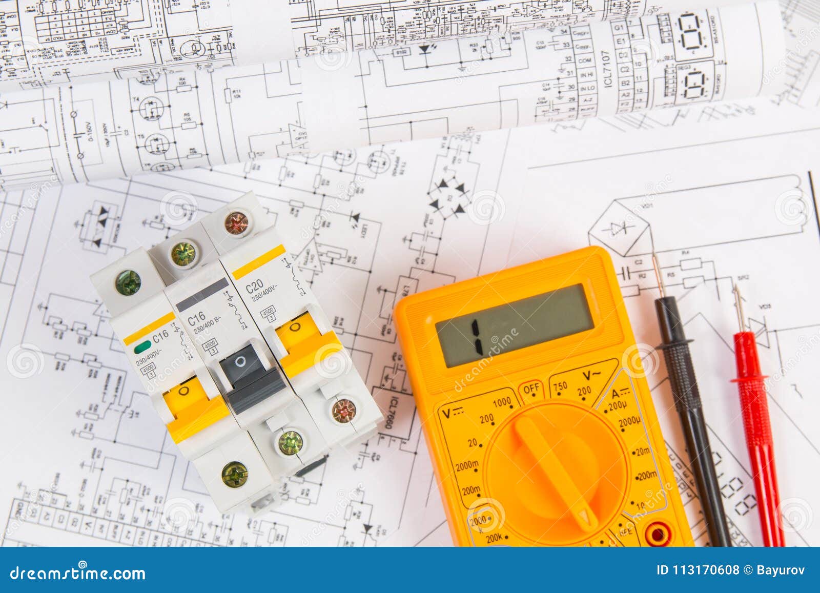 Electrical Engineering Drawings, Modular Circuit Breaker and Digital ...