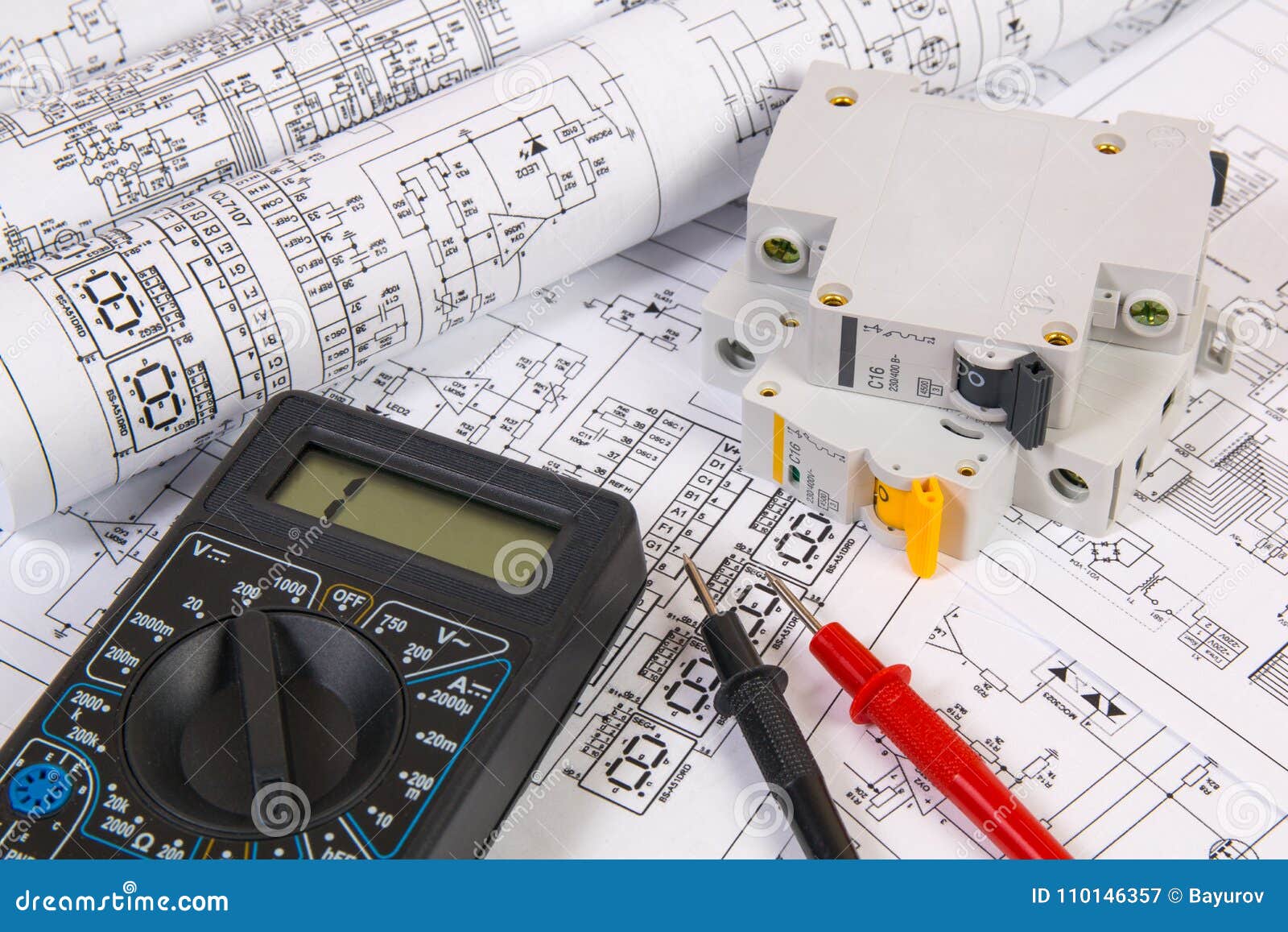 Electrical Engineering Drawings, Modular Circuit Breaker and Digital ...