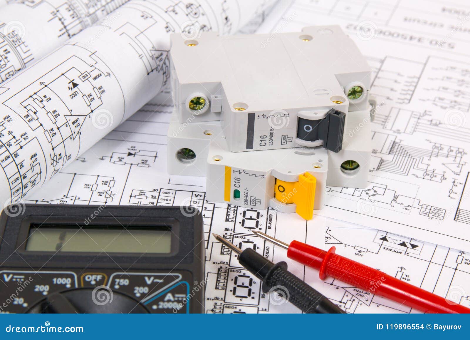 Electrical Engineering Drawings, Modular Circuit Breaker and Digital ...