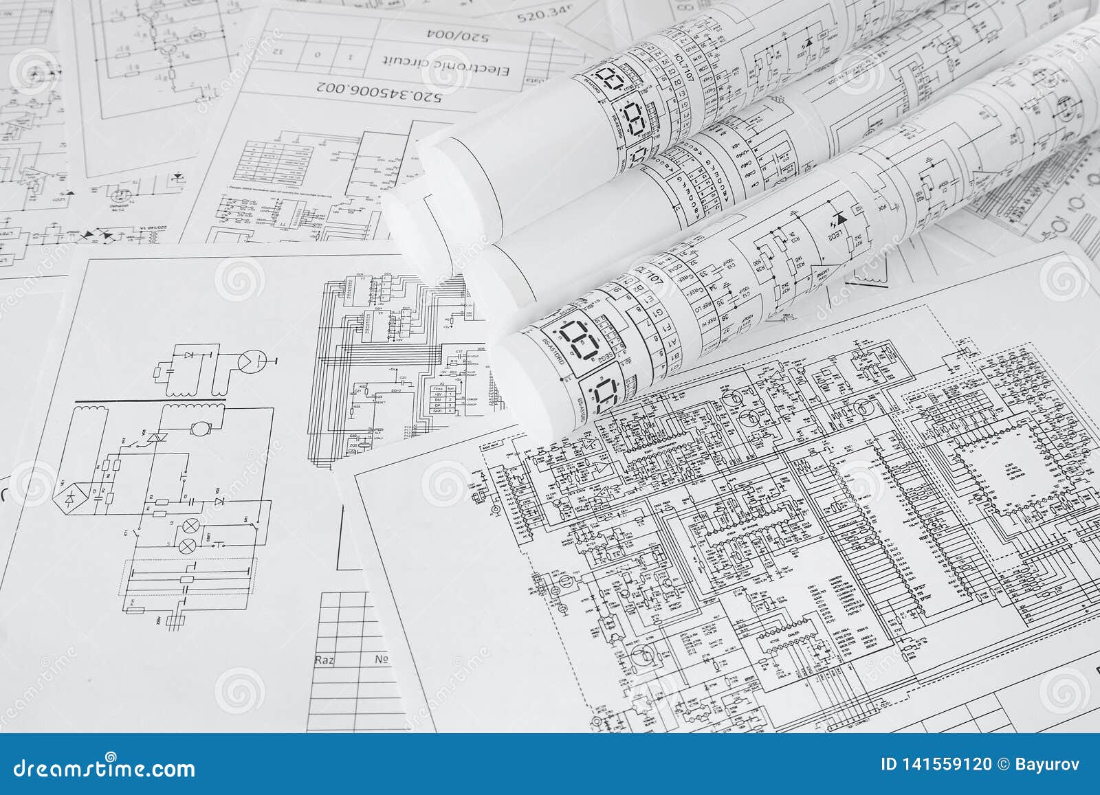 Electrical Engineering Drawings Printing. Scientific Development Stock ...