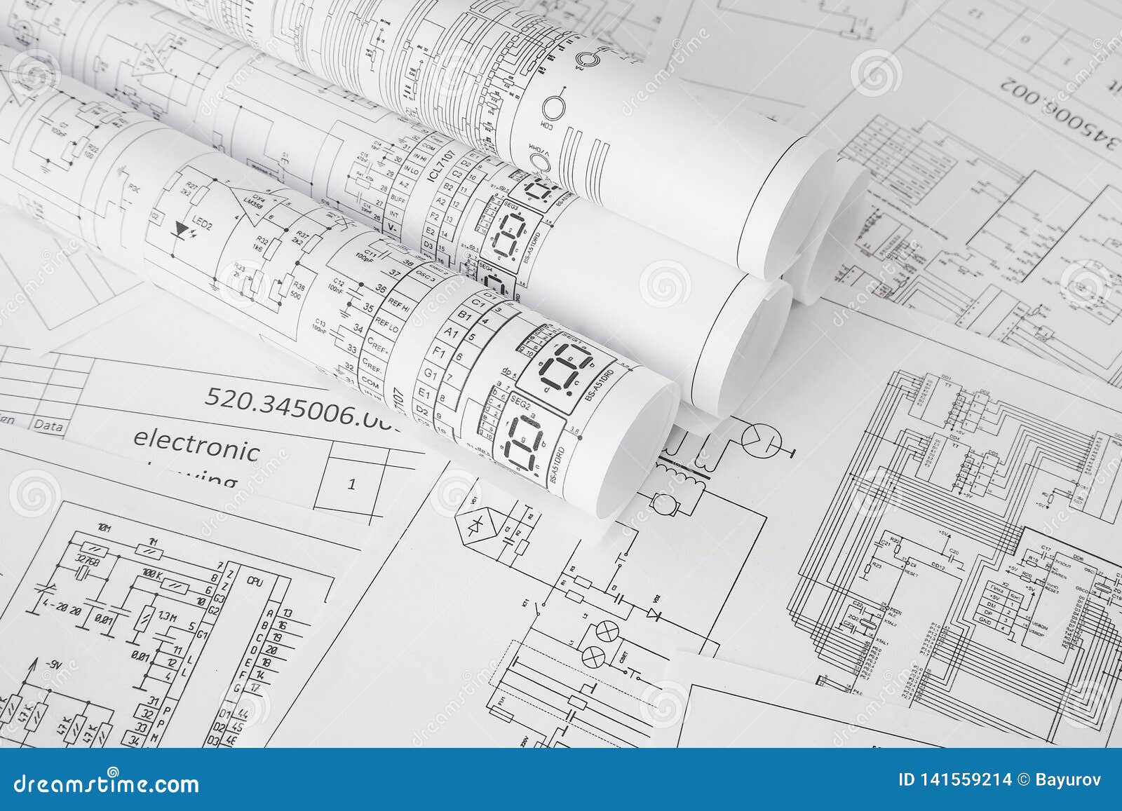 Electrical Engineering Drawings Printing. Scientific Development Stock ...