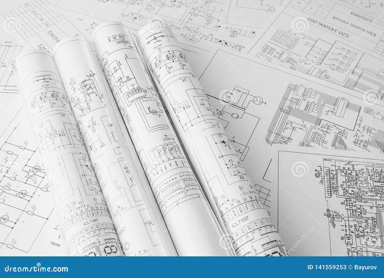 Electrical Engineering Drawings Printing. Scientific Development Stock ...
