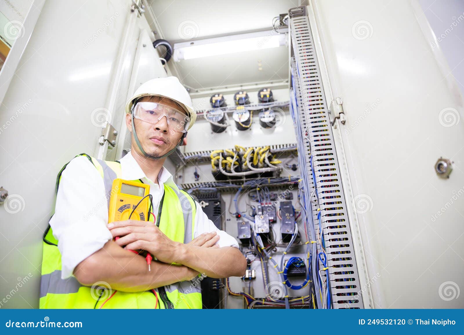 Electrical engineering man stock photo. Image of line - 249532120