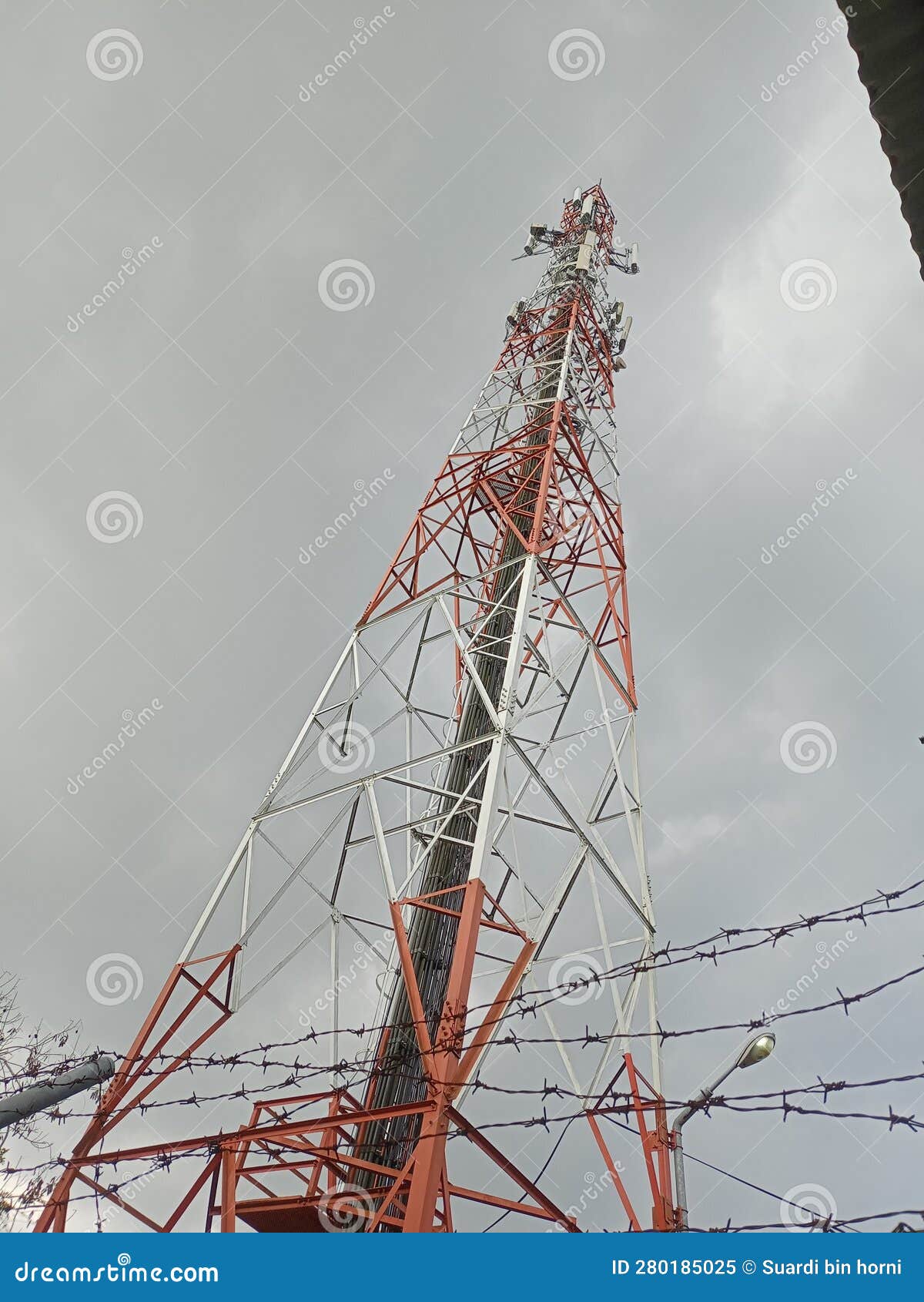 Electrical Engineering Tower with Clouds and Sky Background Stock Image ...