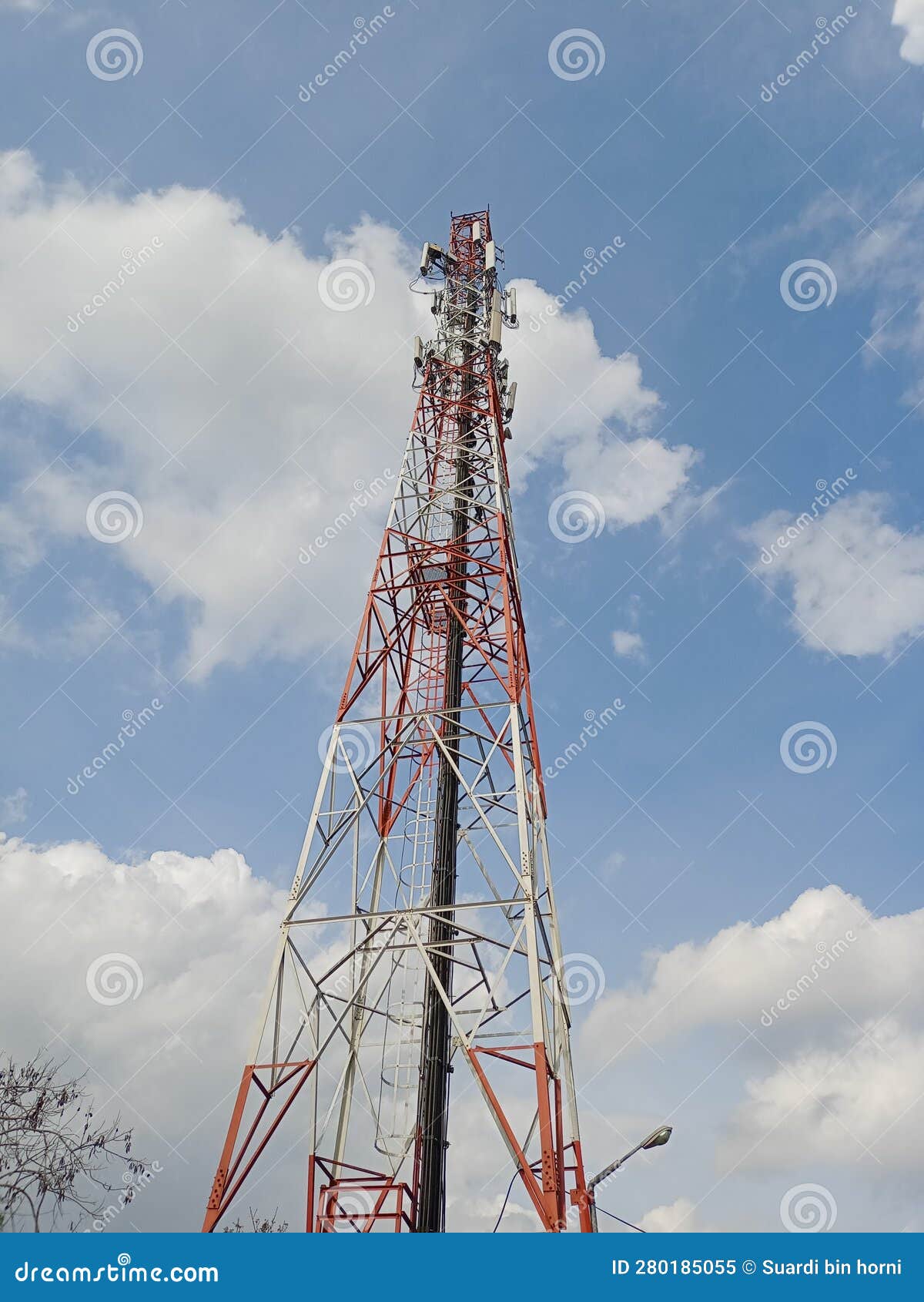 Electrical Engineering Tower with Clouds and Sky Background Stock Image ...