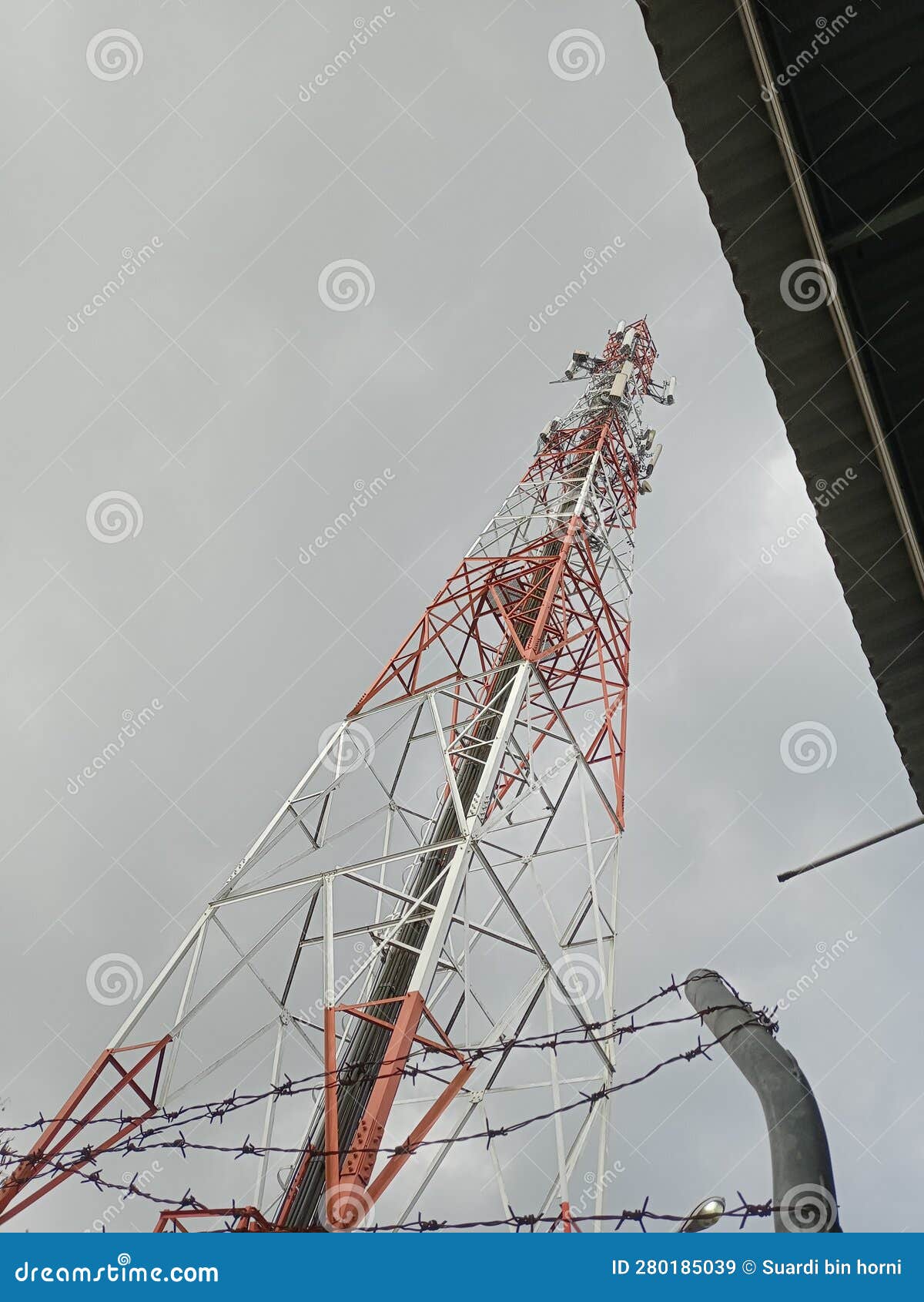 Electrical Engineering Tower with Clouds and Sky Background Stock Image ...