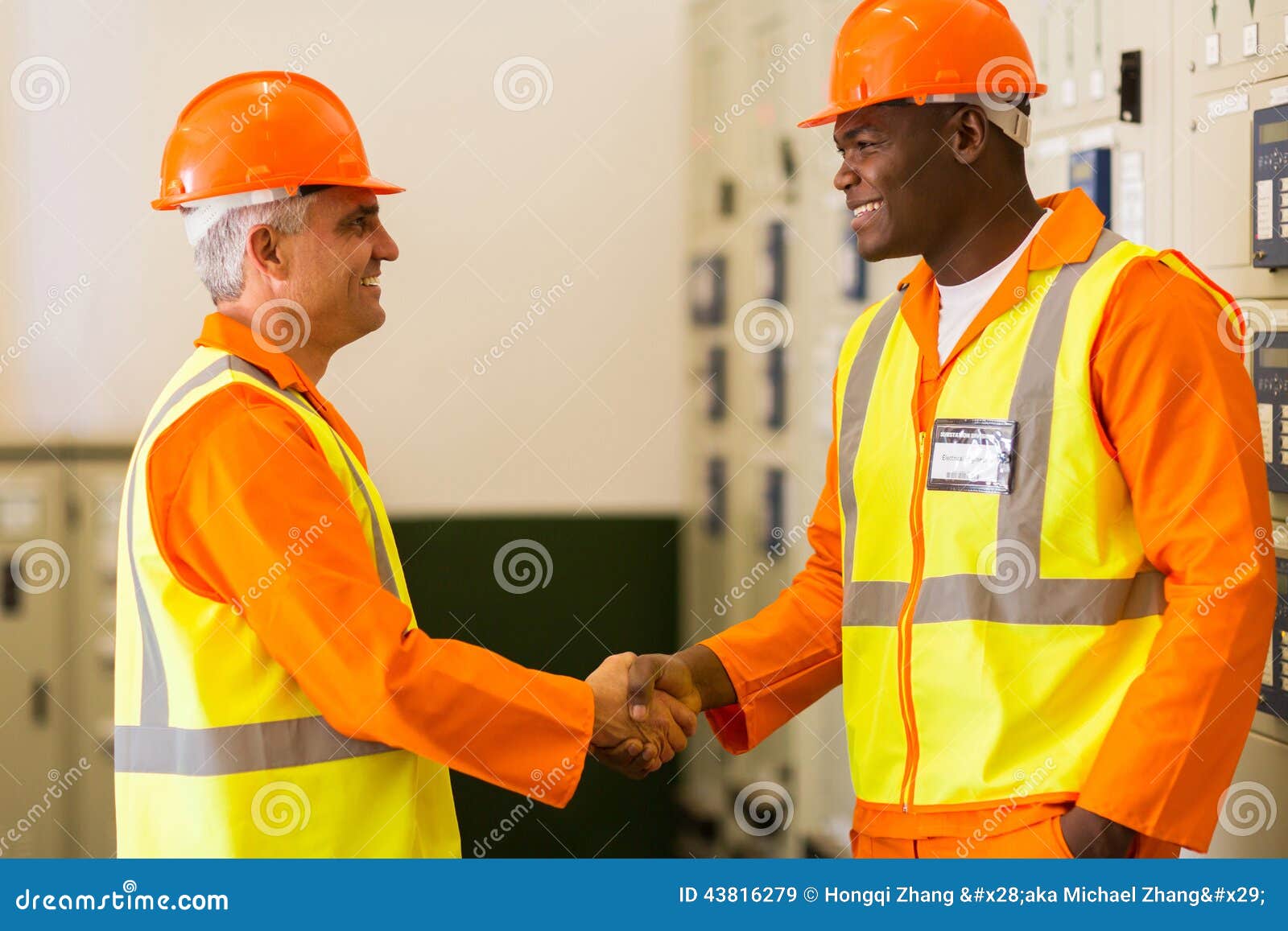 Electrical Engineers Handshaking Stock Image - Image of employee ...