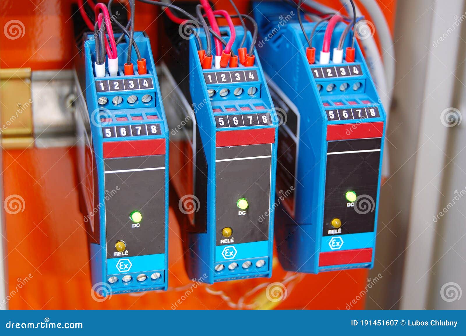 Electrical Equipment. Automatic Circuit Breakers in a Row Stock Image ...