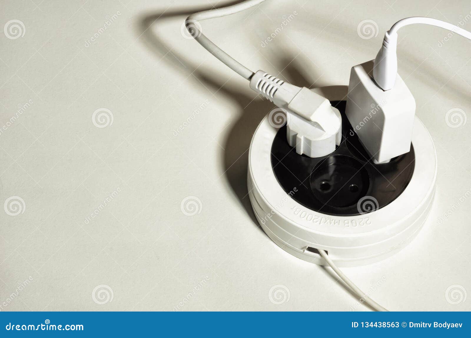 Electrical Equipment Connected Via Cables and Sockets in the Room Stock ...