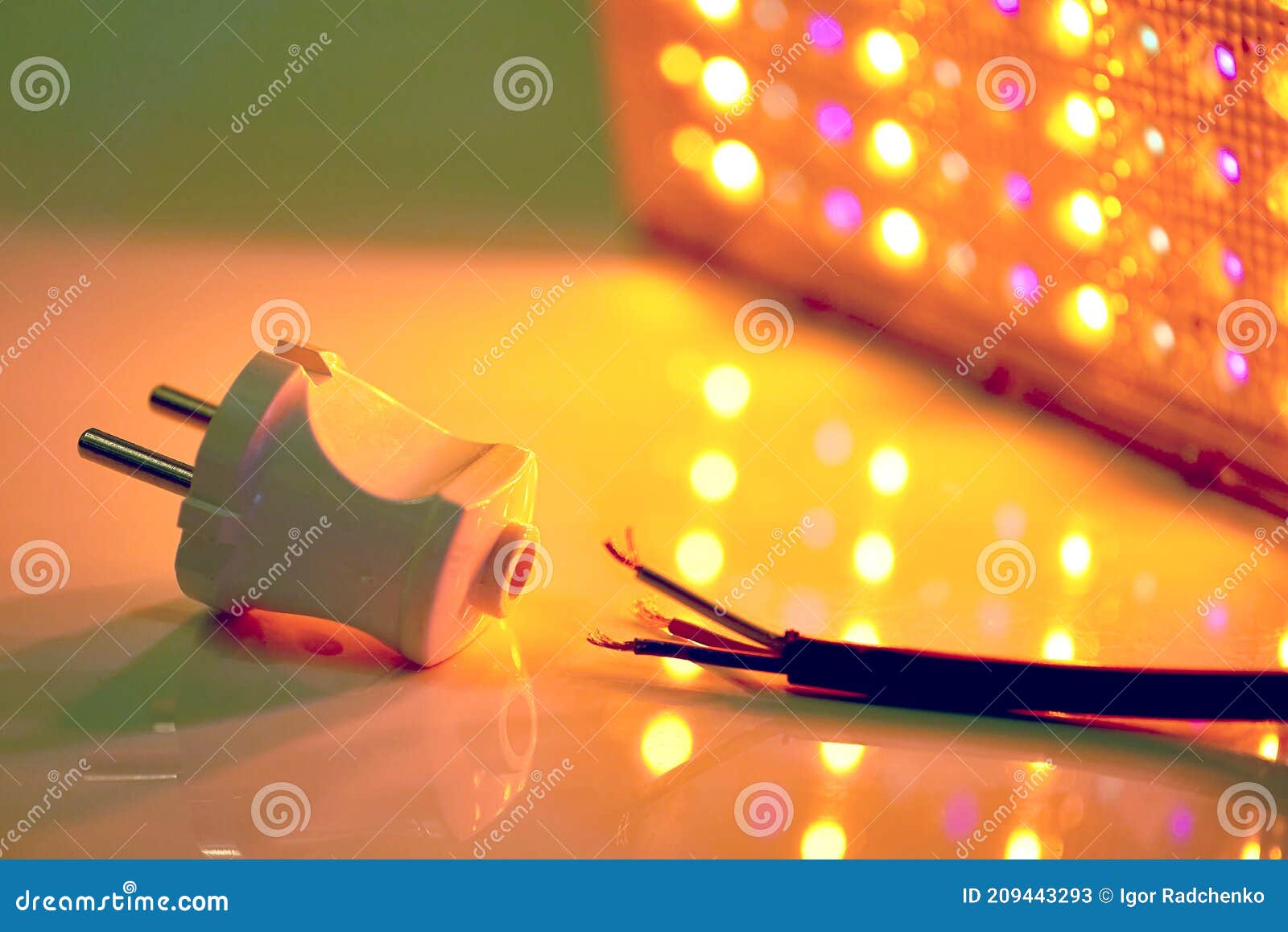 Electrical Equipment for Connection on the Orange Background Light ...