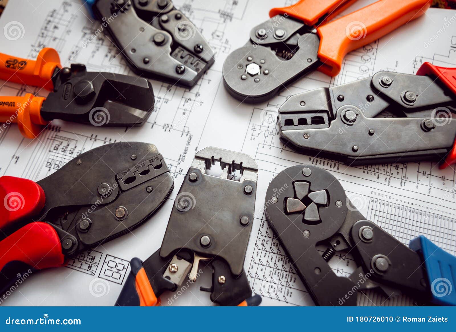 Electrical Equipment. Electricity Cable and Crimper Stock Photo - Image ...