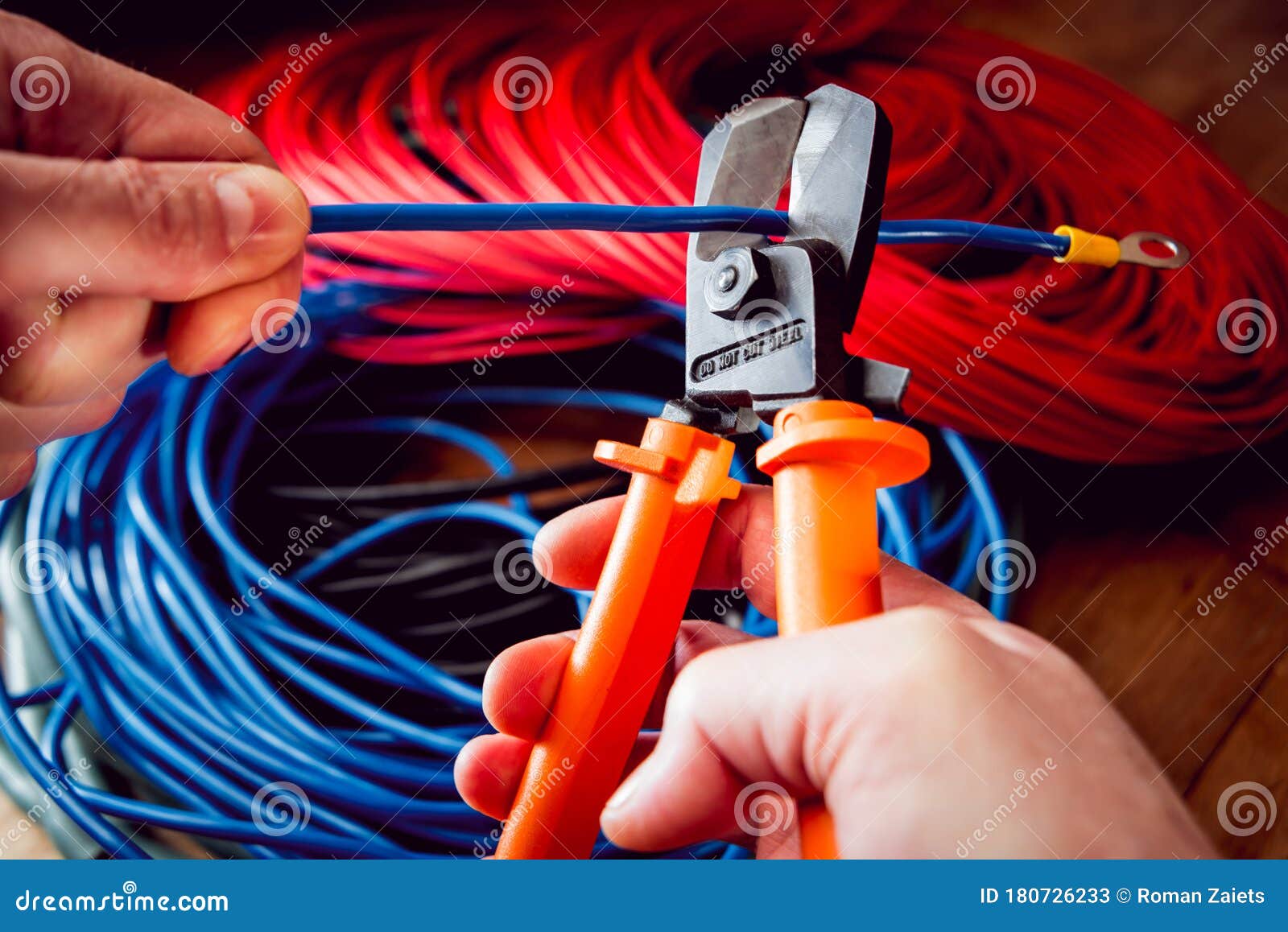 Electrical Equipment. Electricity Cable and Crimper Stock Image - Image ...