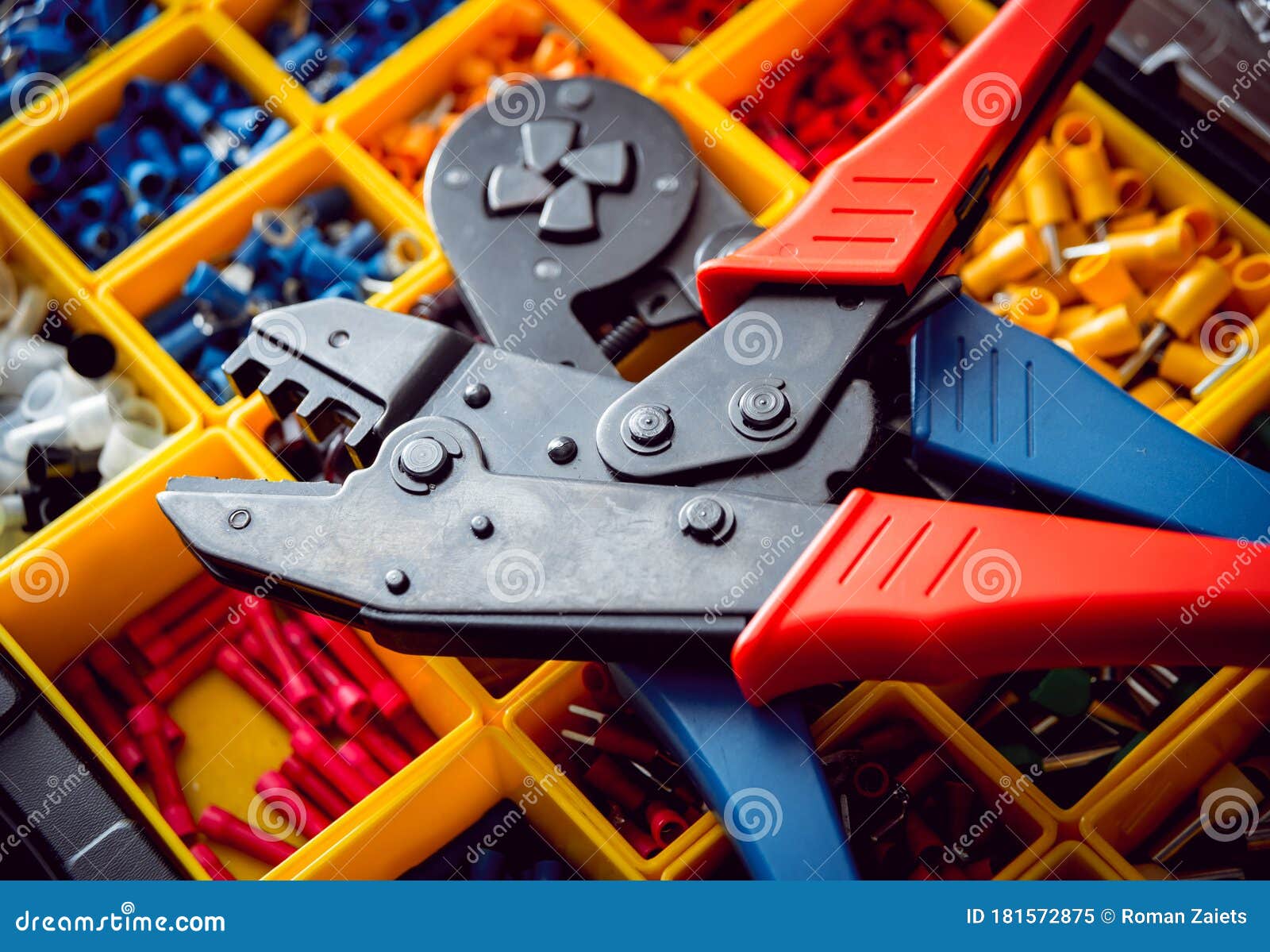 Electrical Equipment. Electricity Cable and Crimper Stock Image - Image ...