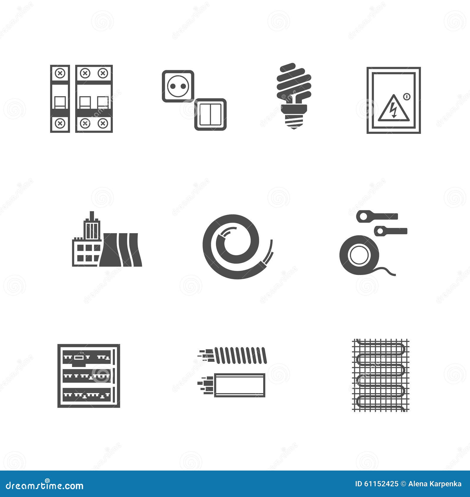 Electrical Equipment Icons Set Stock Illustration - Illustration of ...
