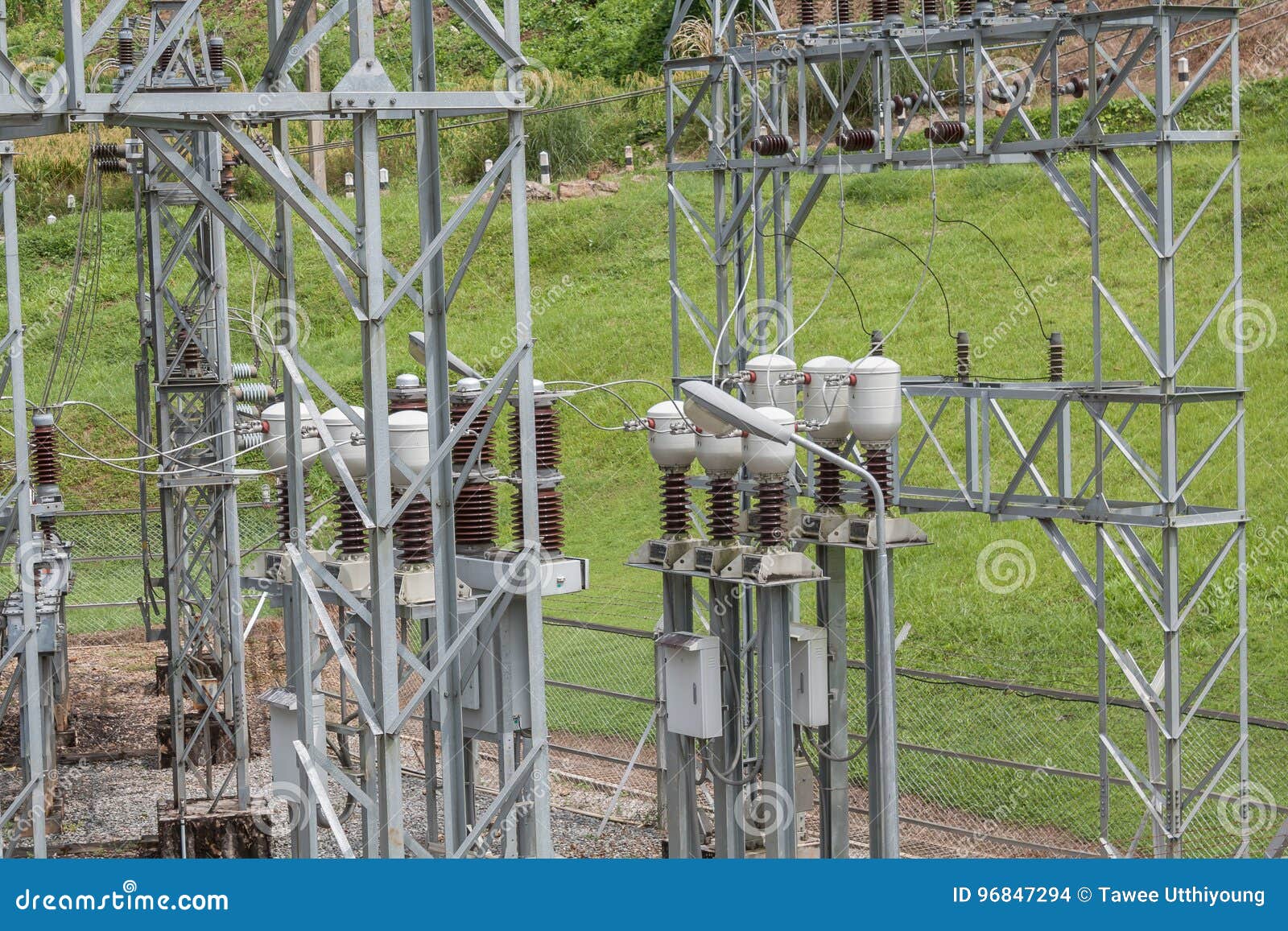 Electrical Equipment in Outdoor Substation Stock Photo - Image of ...