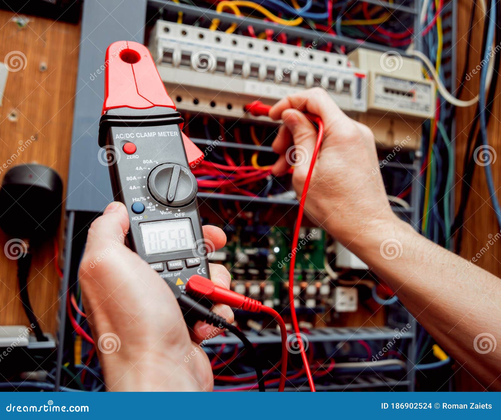 Electrical Equipment. Tester in the Hands Stock Photo - Image of metal ...