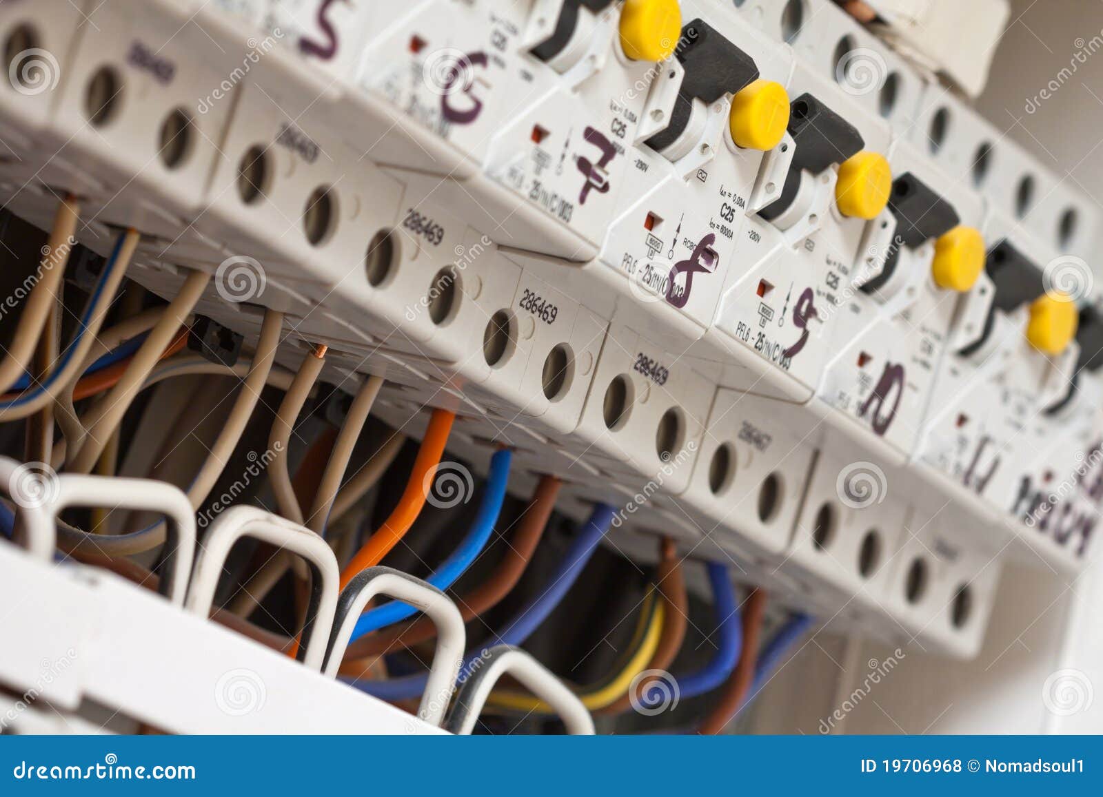 Electrical Fuseboxes and Power Lines Stock Photo - Image of scheme ...