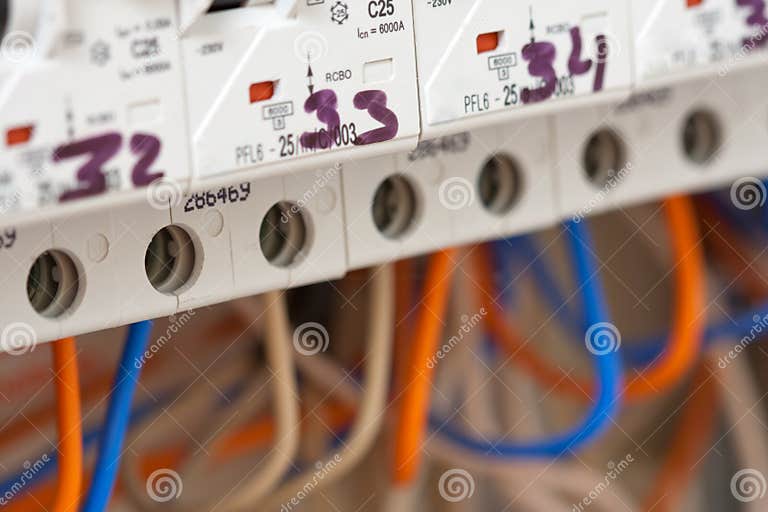 Electrical Fuseboxes and Power Lines Stock Image - Image of fuse ...