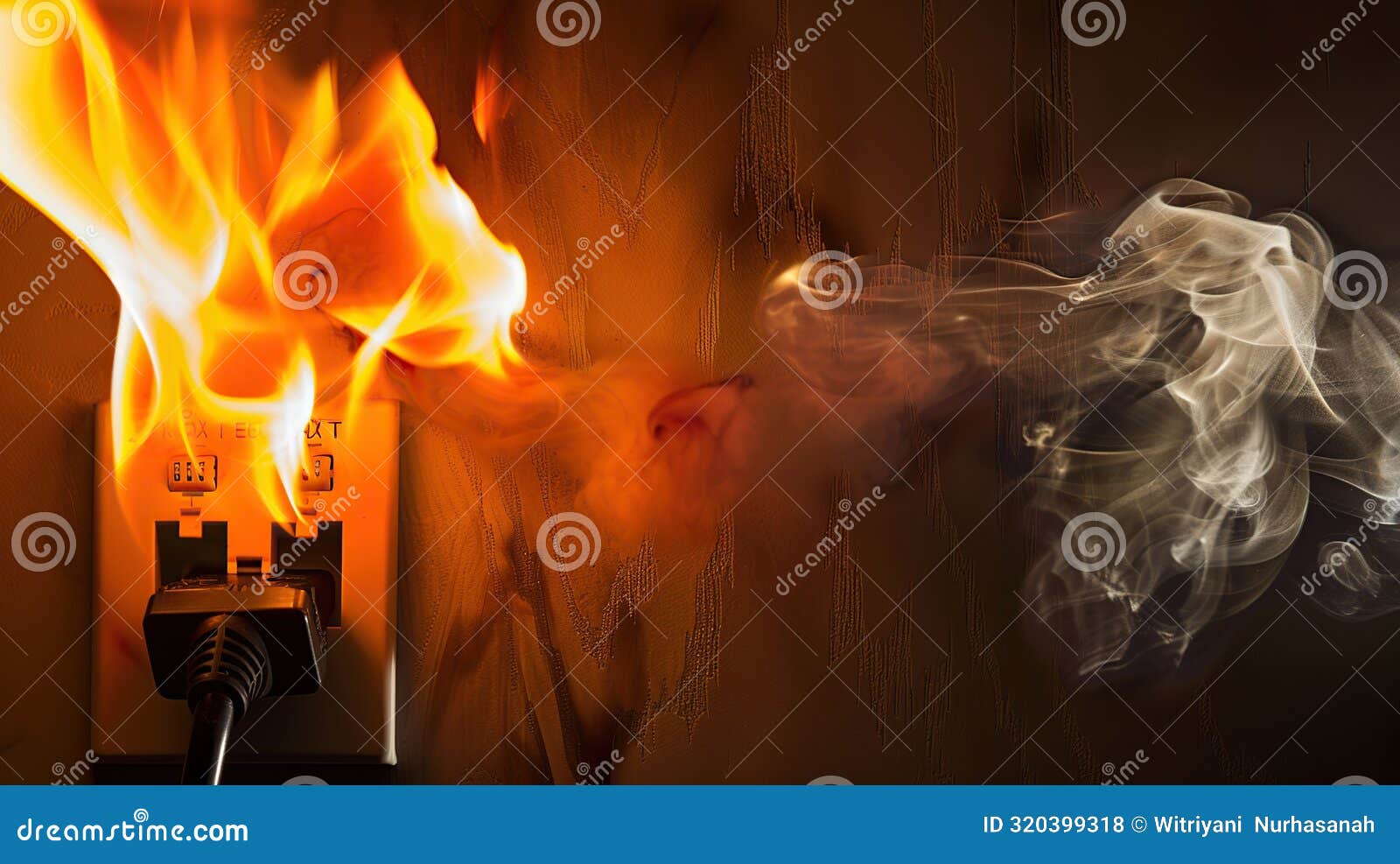 Electrical Hazard, Flames and Smoke Emanating from Plug. Generative Ai ...
