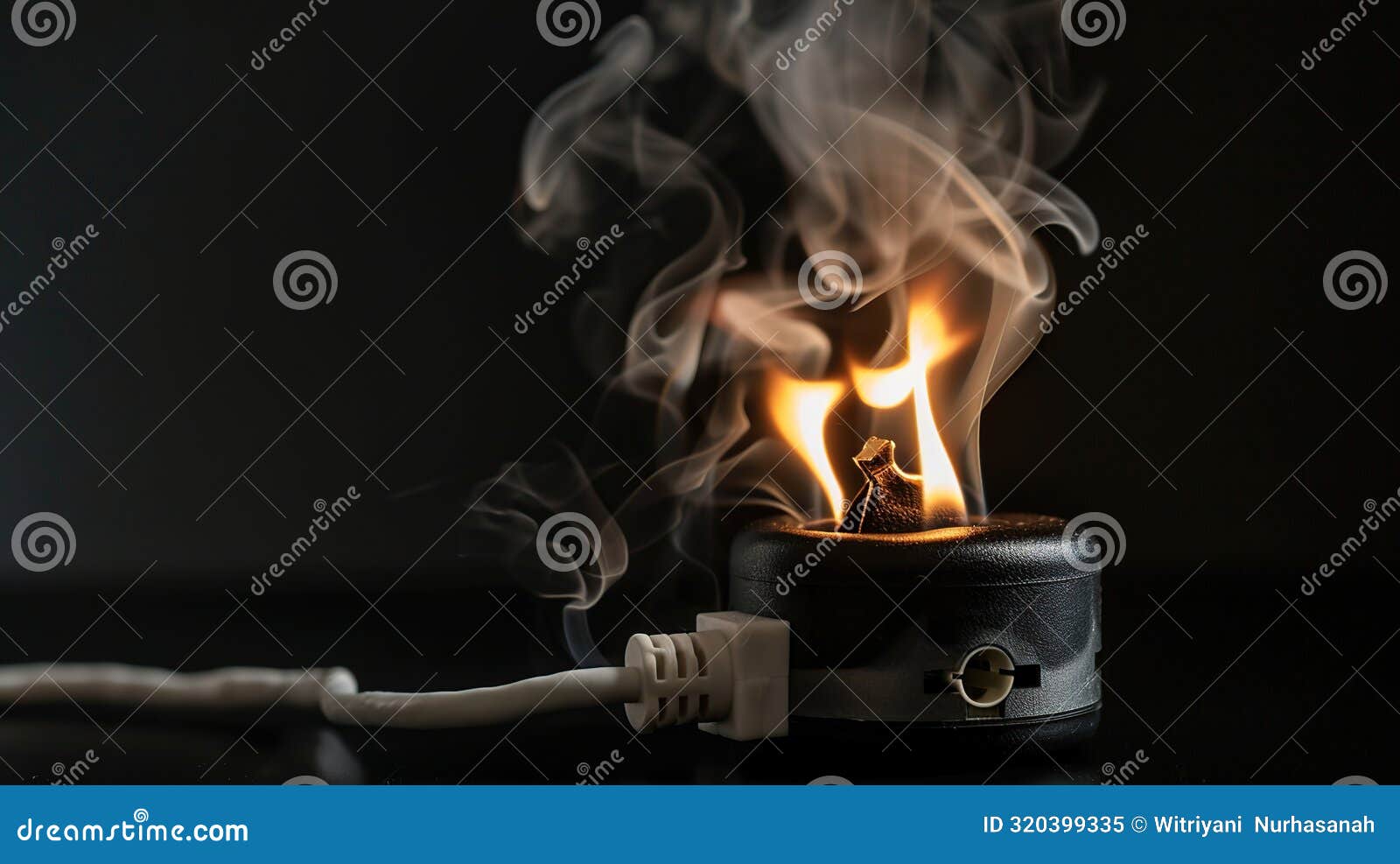 Electrical Hazard, Flames and Smoke Emanating from Plug. Generative Ai ...