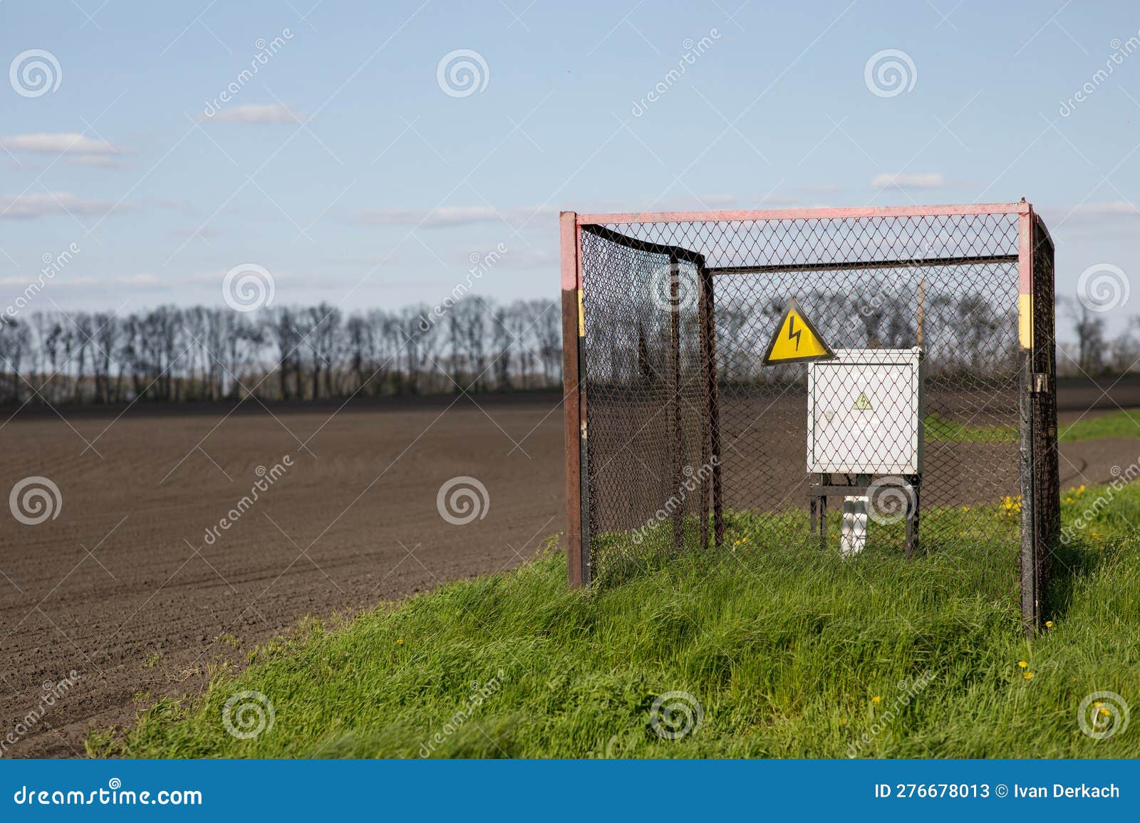 Electrical Hazard Sign on the Grid Stock Image - Image of industry ...