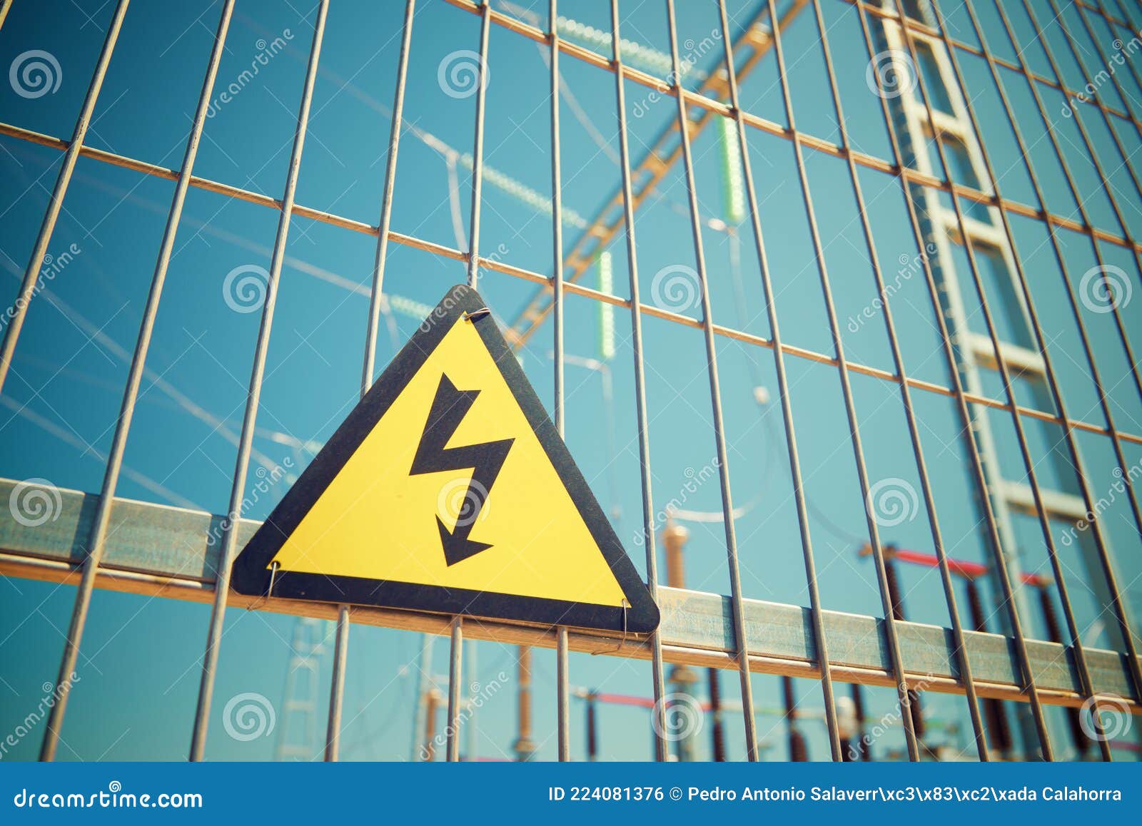 High voltage hazard stock photo. Image of fence, precaution - 224081376