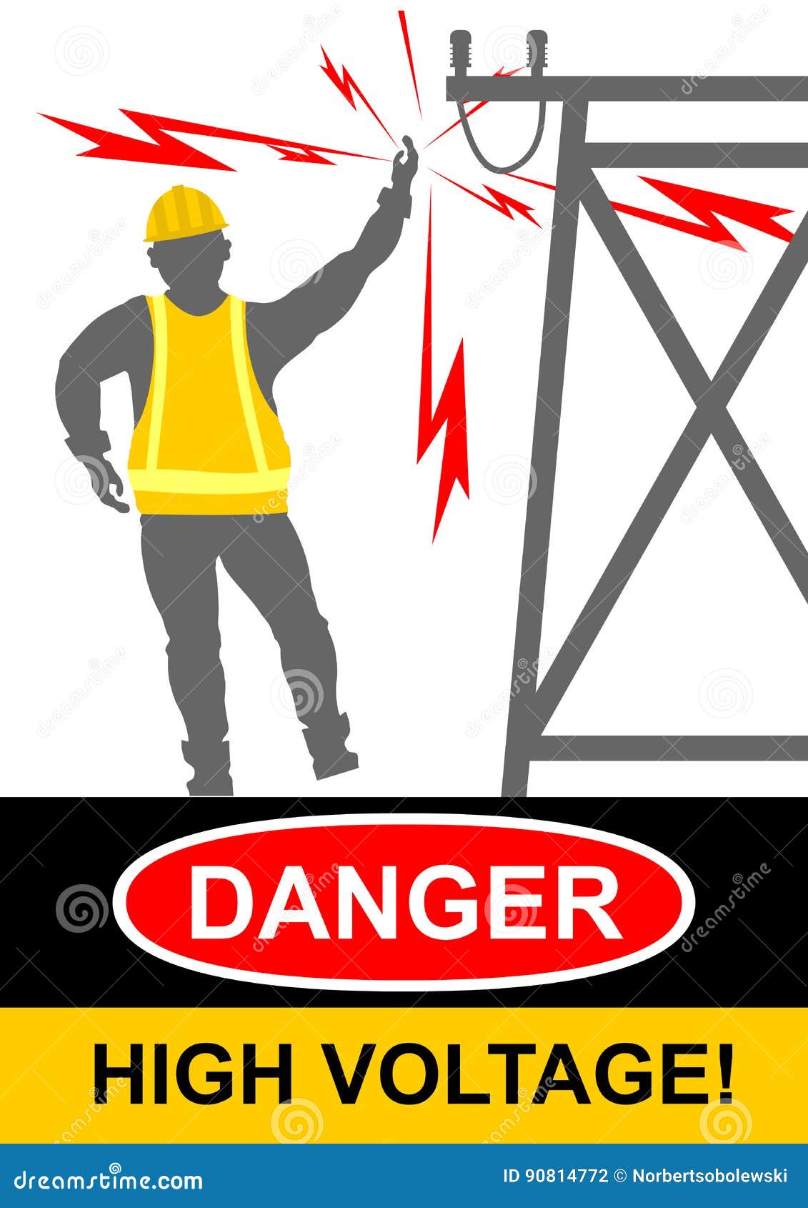 Electrical hazards. stock vector. Illustration of beware - 90814772