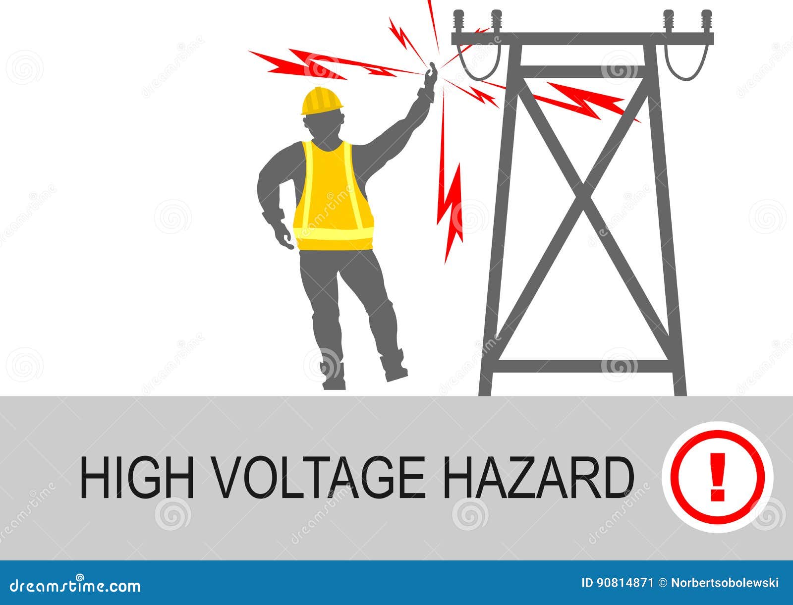 Electrical hazards. stock vector. Illustration of danger - 90814871