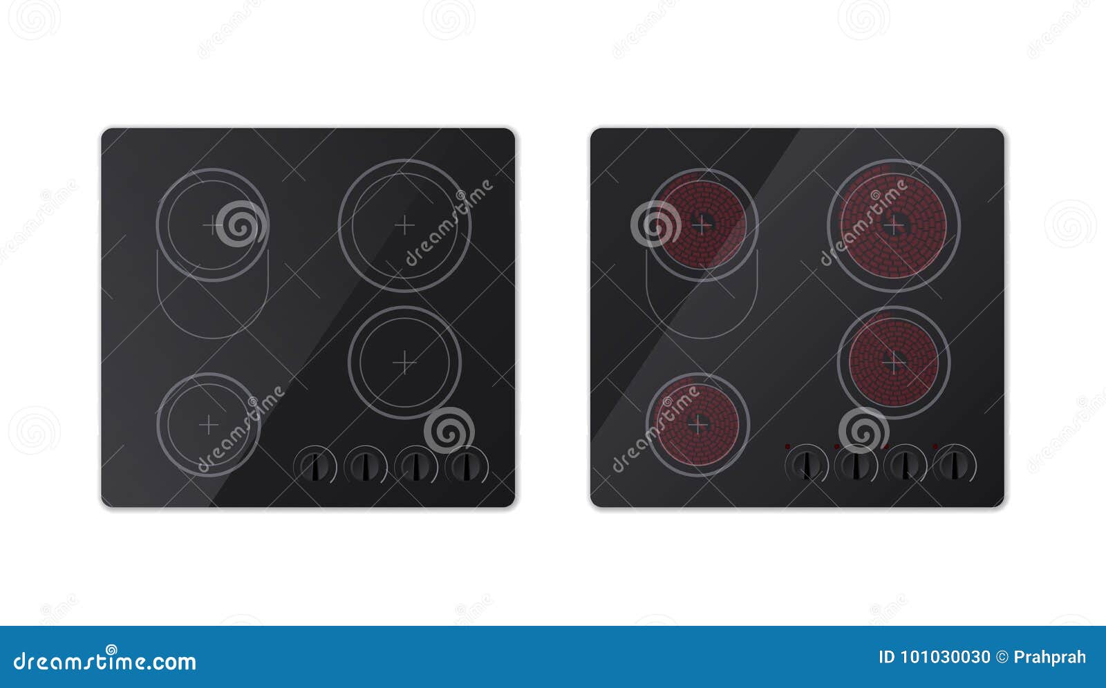 Electrical Hob and Inductive Stove. Top View Stock Illustration ...