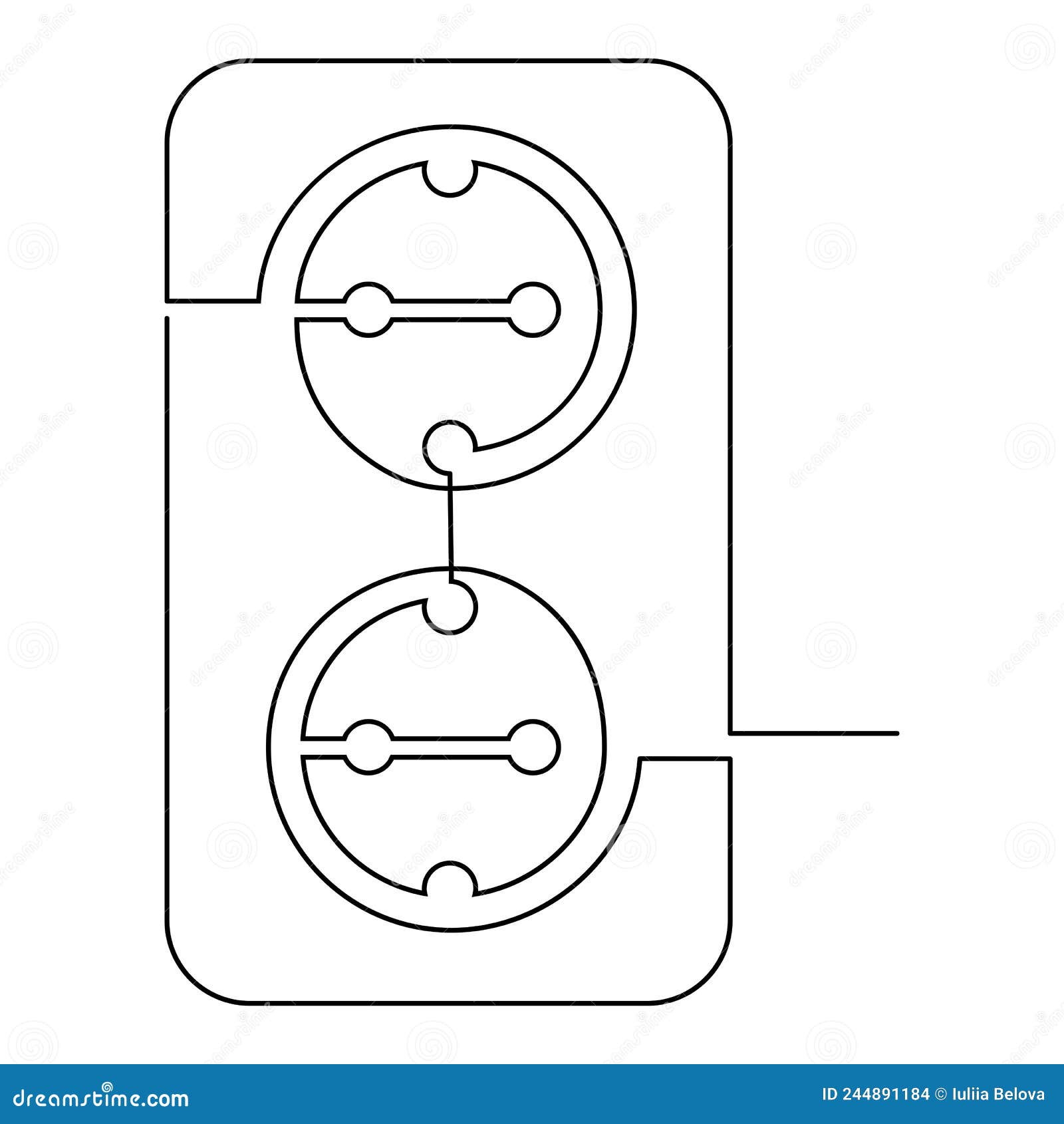 Electrical Household Socket, Illustration. Vector Continuous Line ...