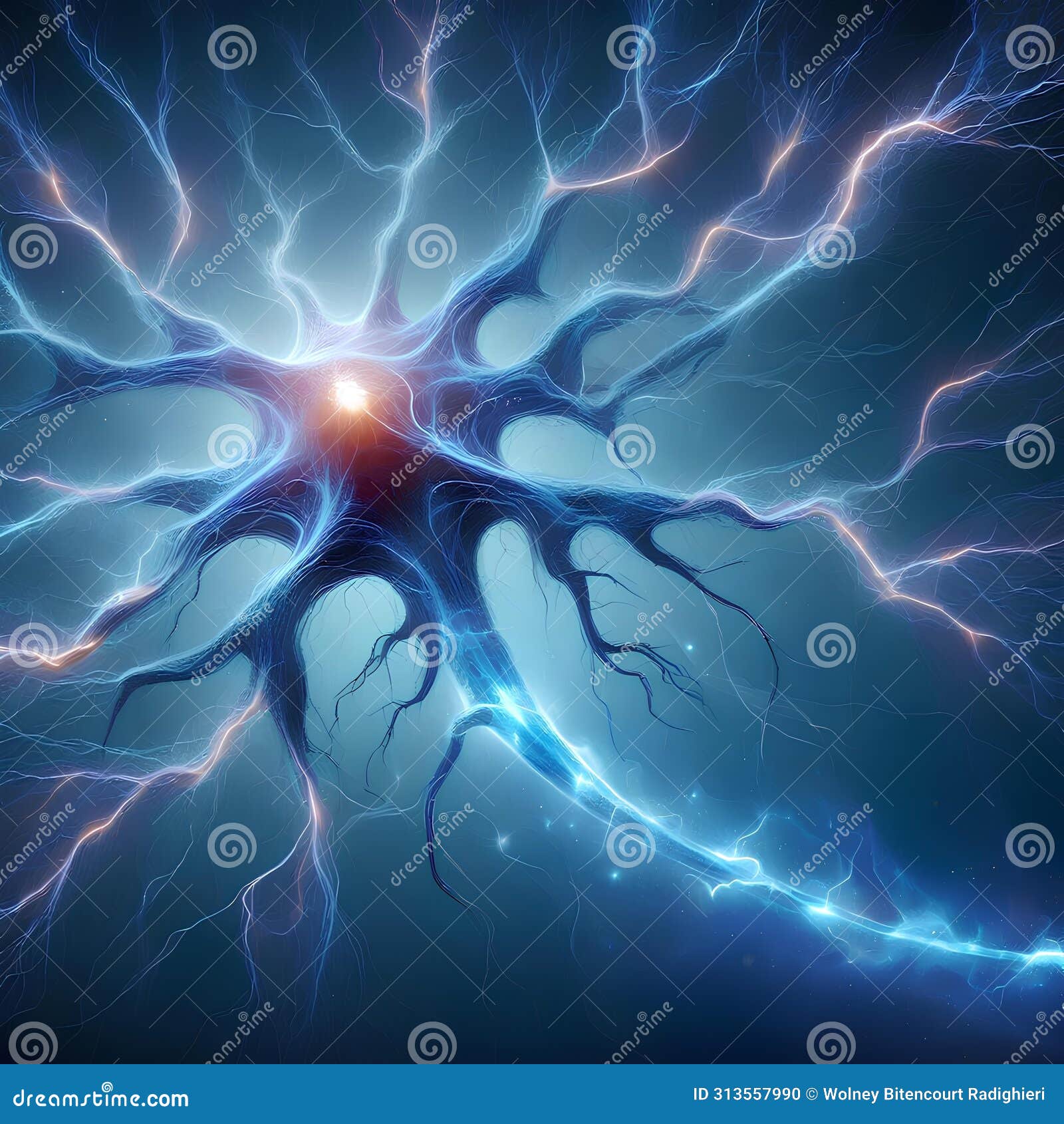 Electrical Impulse through the Axon of a Neuron Stock Illustration ...
