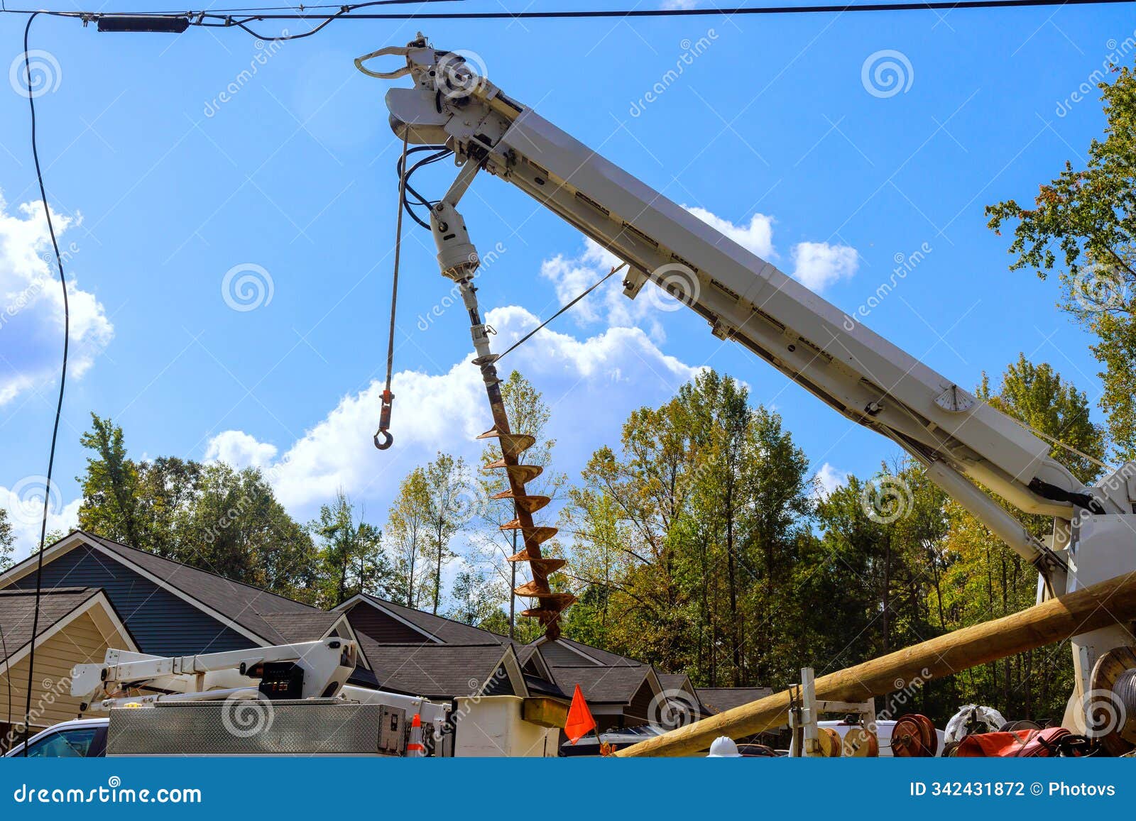 Electrical Infrastructure is Being Upgraded by Worker in a Raised ...