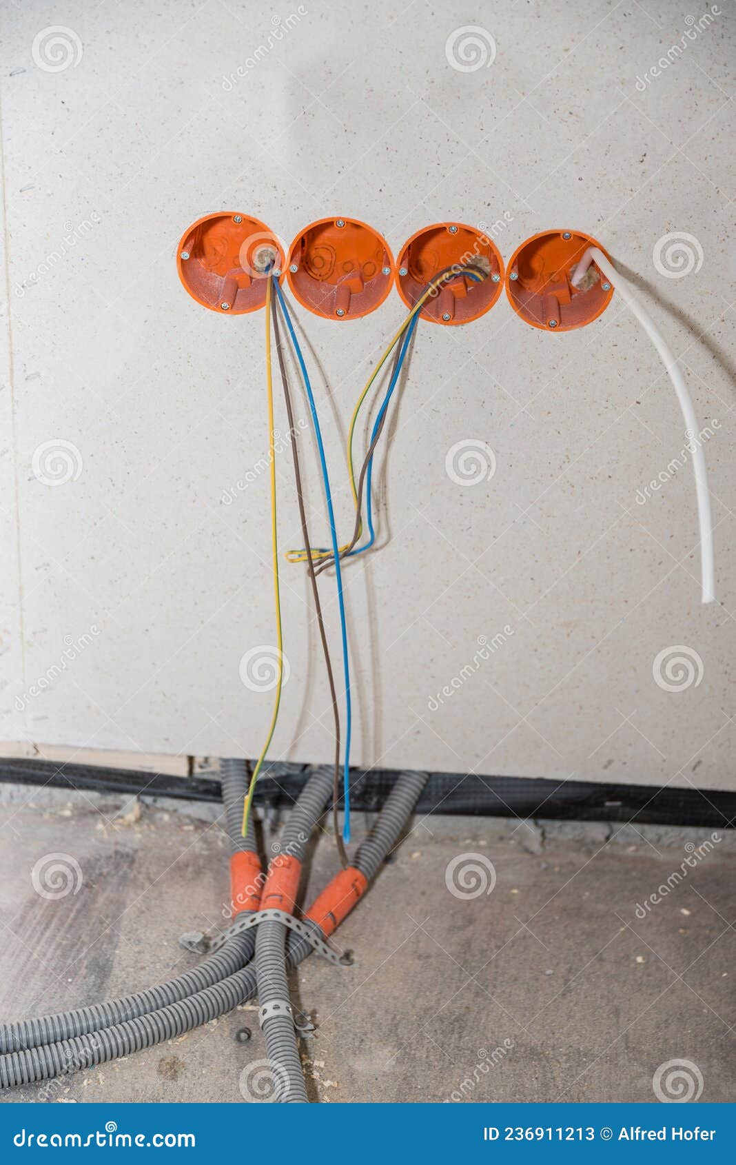 Electrical Installation with Electric Cable - Close-up Stock Image ...