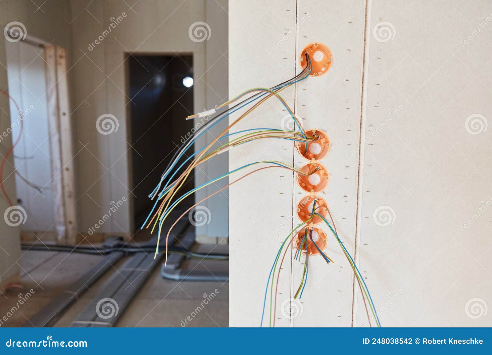 Electrical Installation for Light Switches in a New Building Project ...