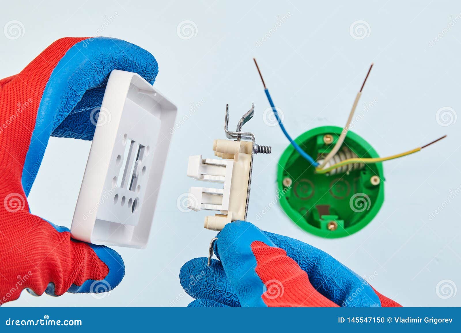 Electrical Installation of New Light Switch Stock Photo - Image of ...