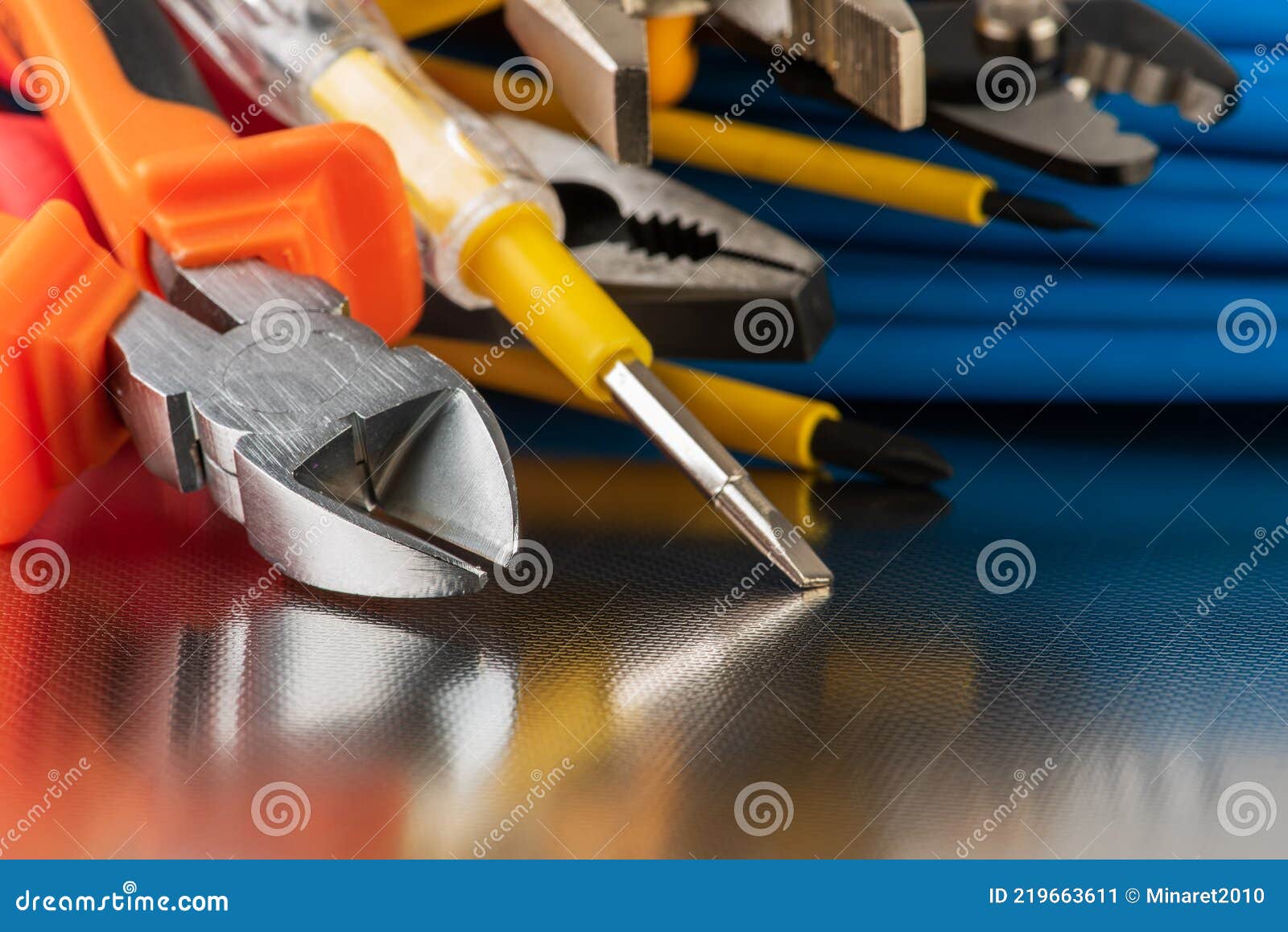 Electrical Installation Tool and Cabling Close-up Stock Image - Image ...