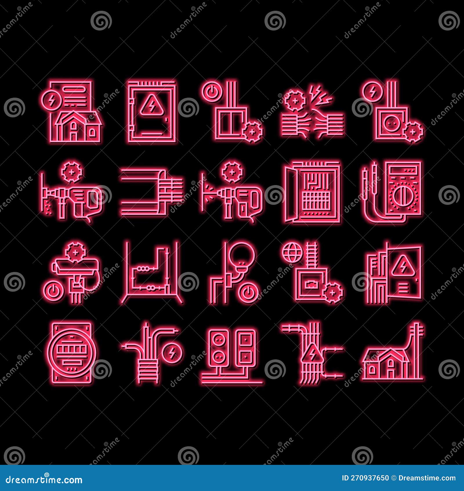Electrical Installation Tool Neon Glow Icon Illustration Stock Vector ...