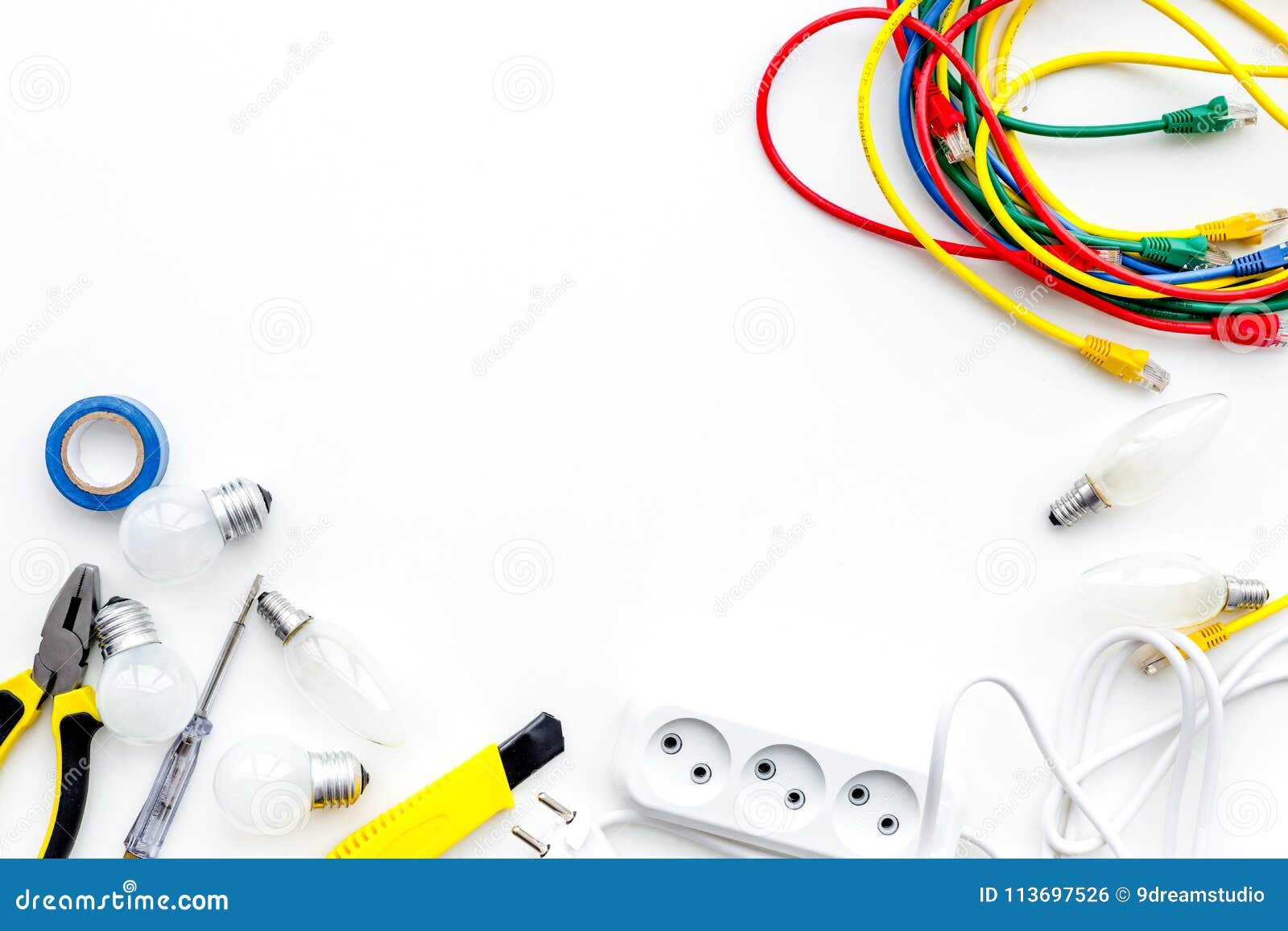 Electrical Installation, Wiring Works. Tools, Cabel and Socket Outlet ...
