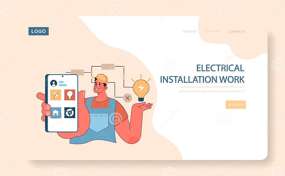 Electrical Installation Work Concept. Electrician with Smart Device ...