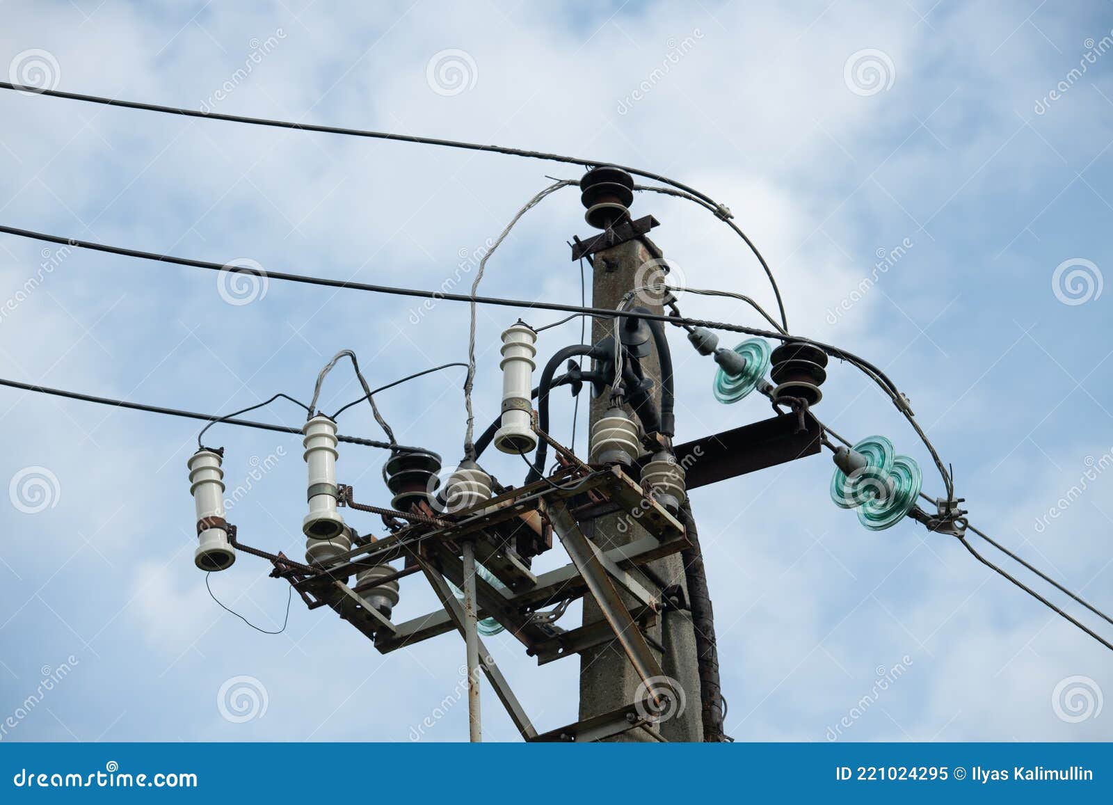 Electrical Insulator at Pole Transmission Line Stock Image - Image of ...