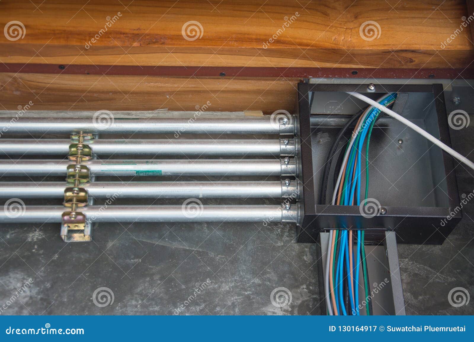 Electrical Junction Box with Galvanized Conduit Pipe Connection Stock ...