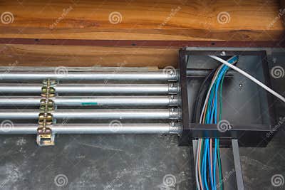 Electrical Junction Box with Galvanized Conduit Pipe Connection Stock ...