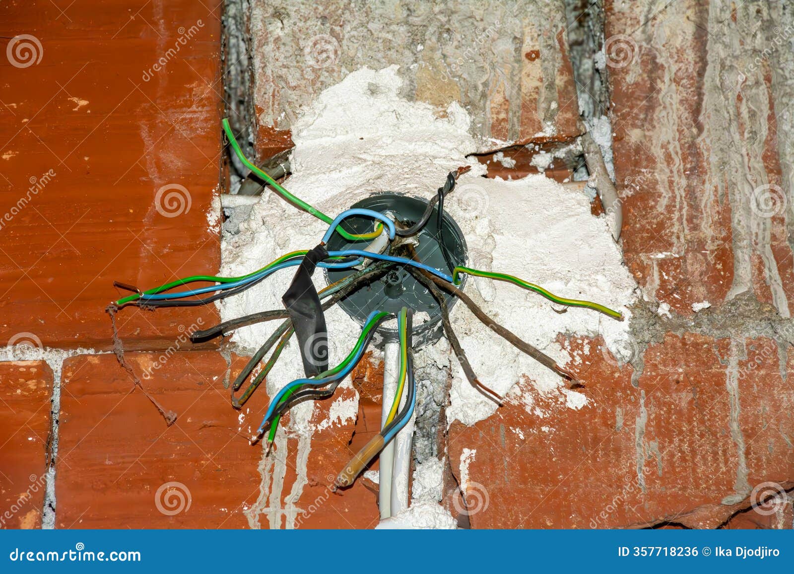 Electrical junction box stock photo. Image of wood, wall - 357718236