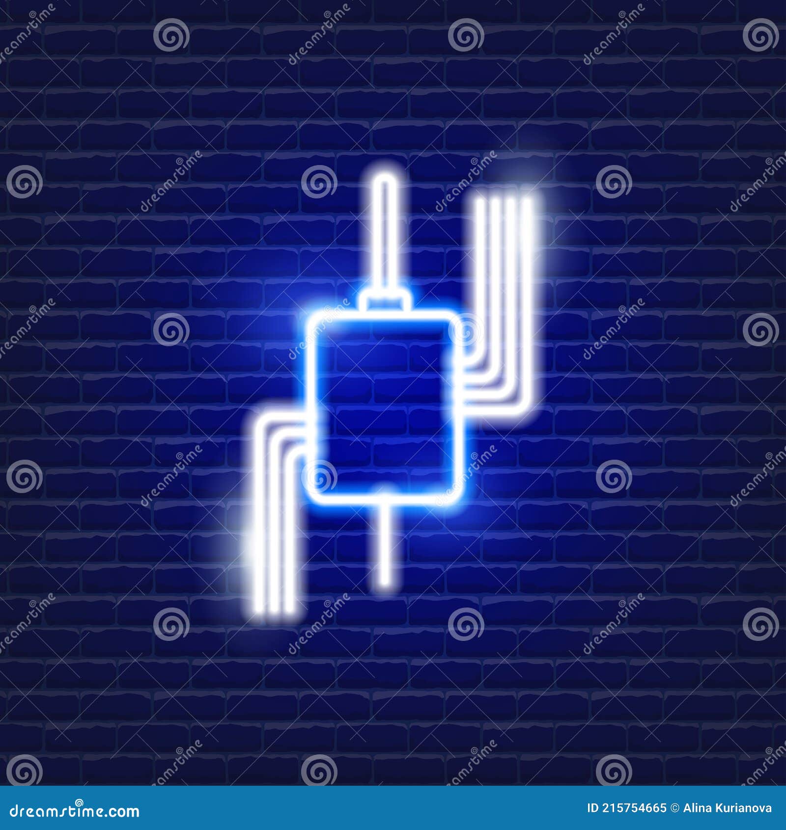 Electrical Junction Box Neon Icon. Electricity Concept Stock Vector ...