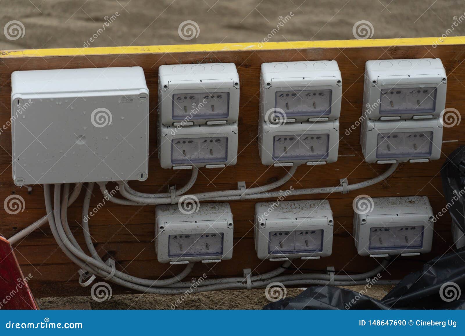 Electrical Junction Box and Plugs Stock Photo - Image of cables ...
