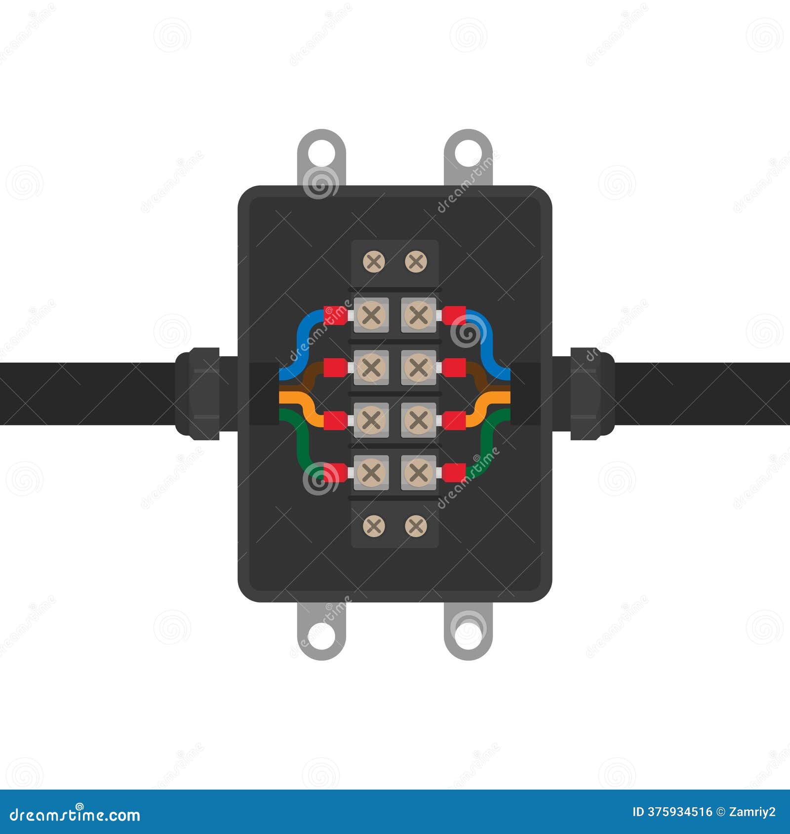 Cable Junction Box With Mounting Flanges Cartoon Vector | CartoonDealer ...