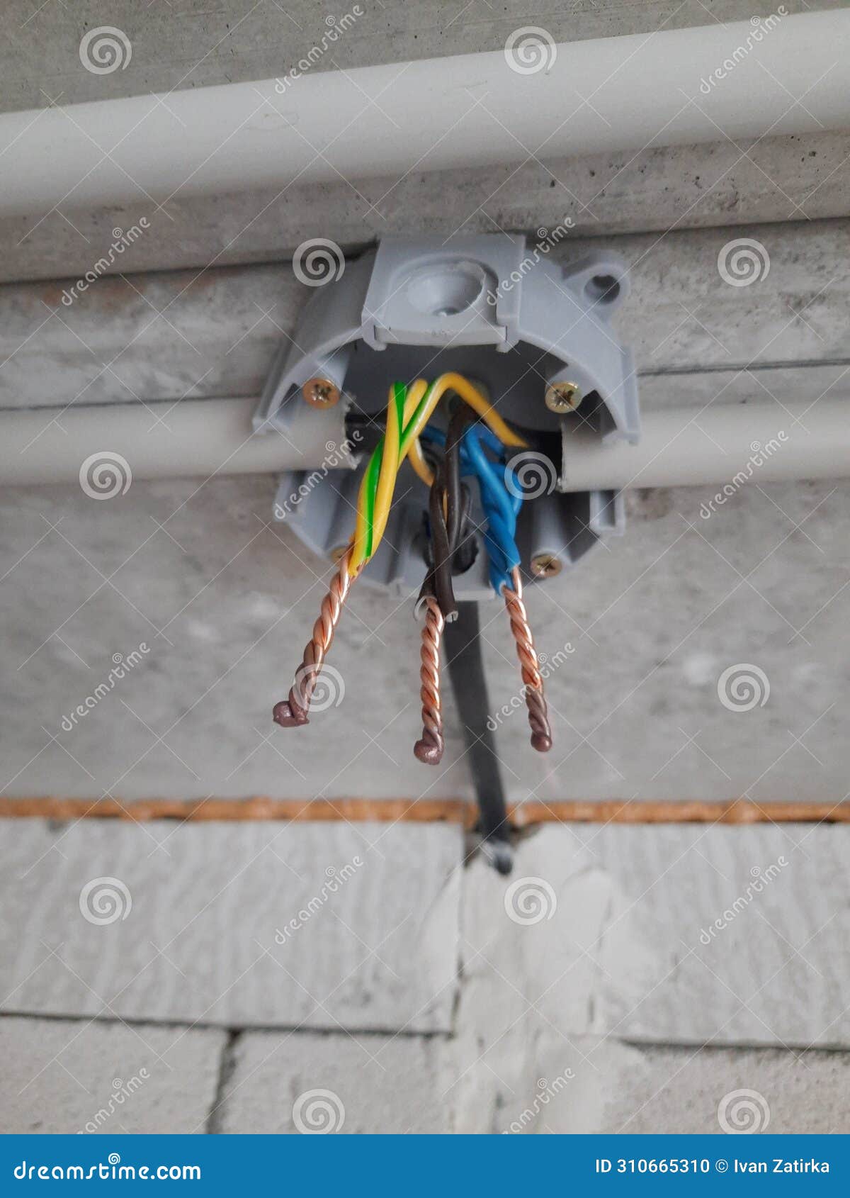 The Electrical Junction Box with Wire Twists. Stock Photo - Image of ...