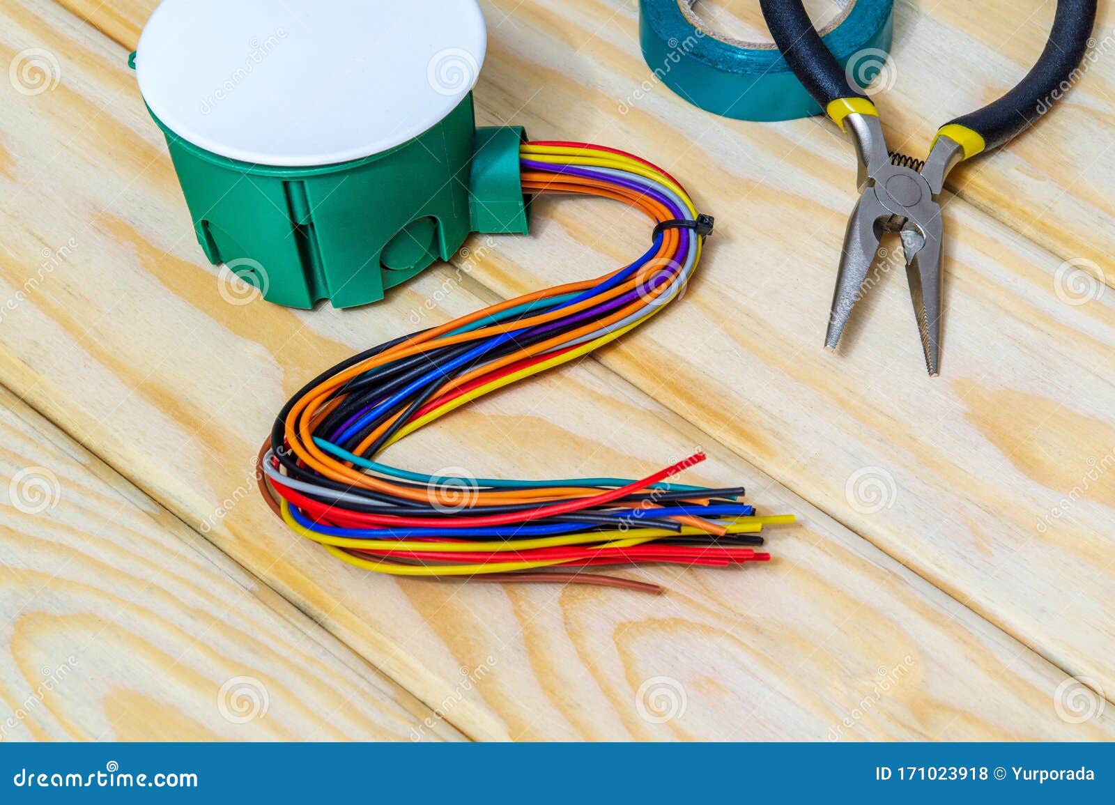 Electrical Junction Box with Wires and Tool Usually Used in the ...