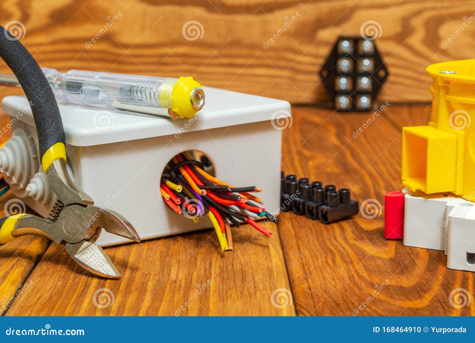 Electrical Junction Boxs with Cables Wire and Tool Used in the Electric ...